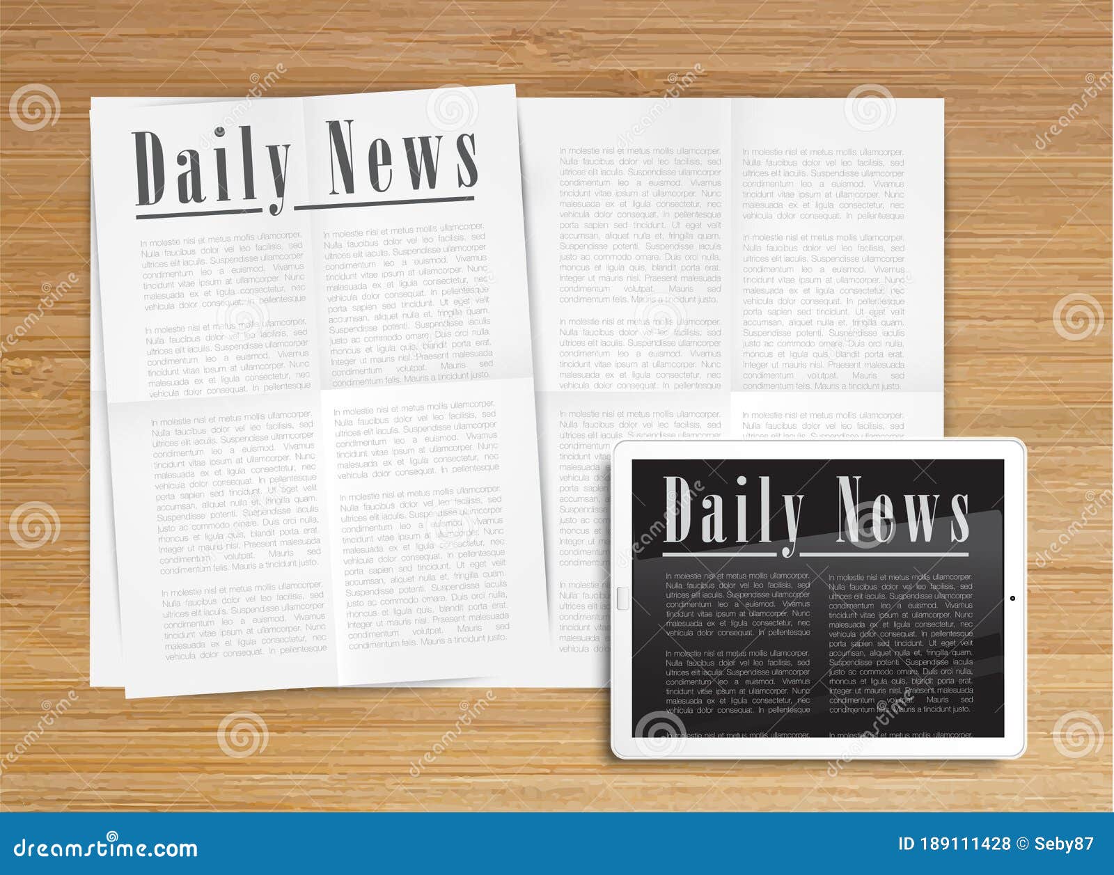 Realistic Newspaper with a Tablet, Vector Stock Vector - Illustration ...