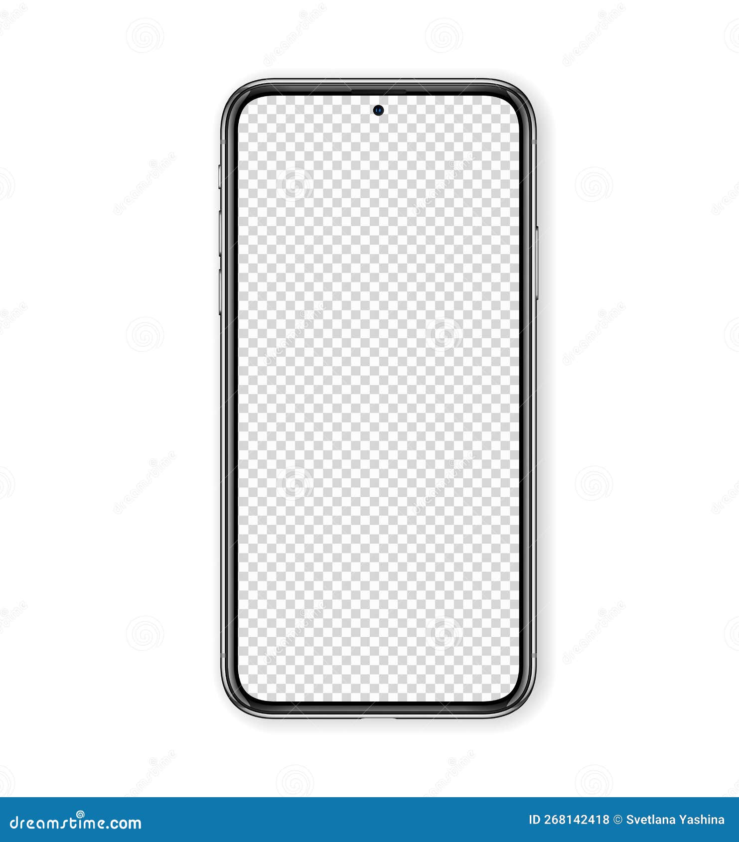 Realistic No Frame Smart Phone with Blank Transparent Screen. Vector ...