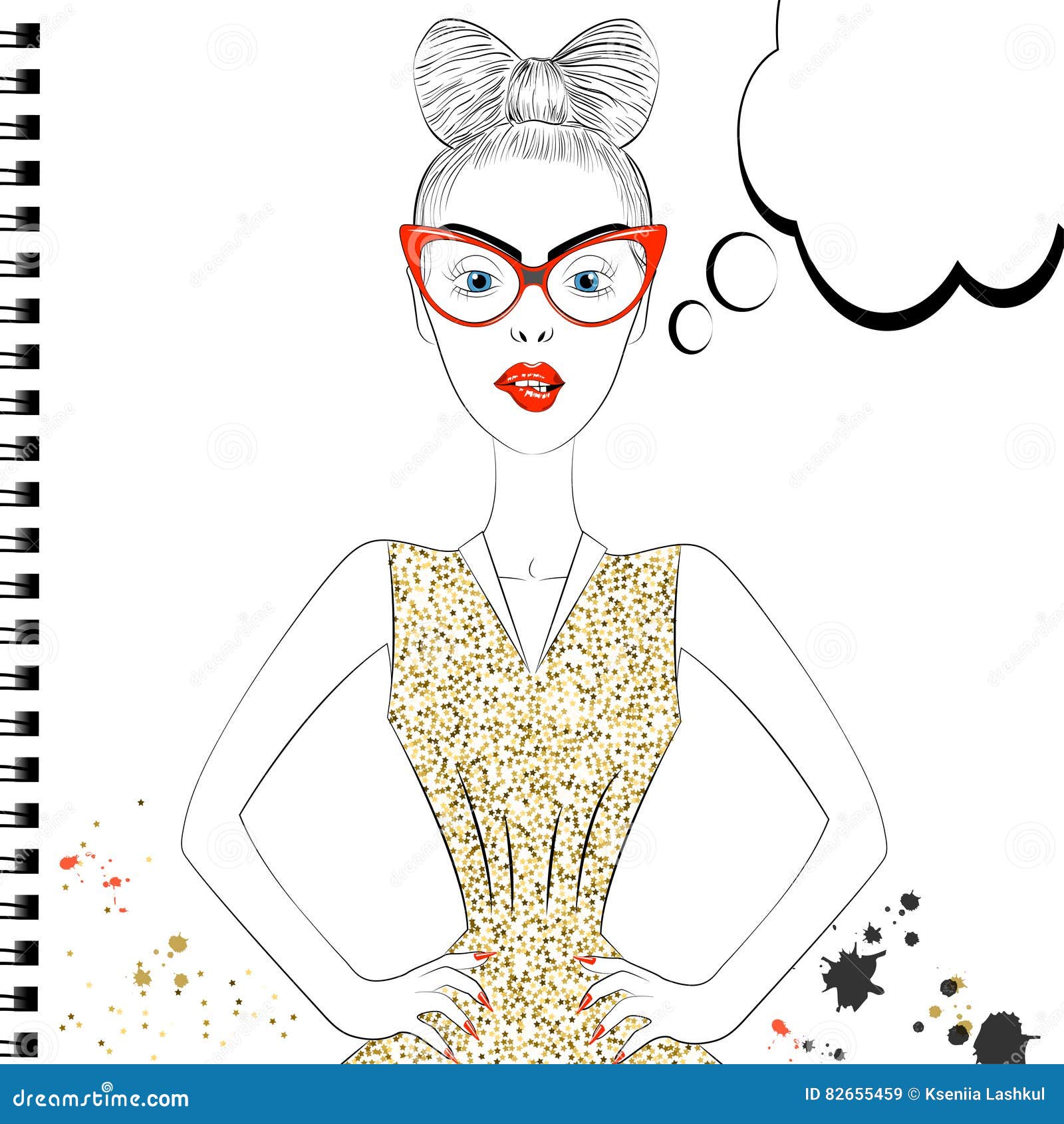 Realistic Notebook with Drawing Stock Vector - Illustration of paper ...