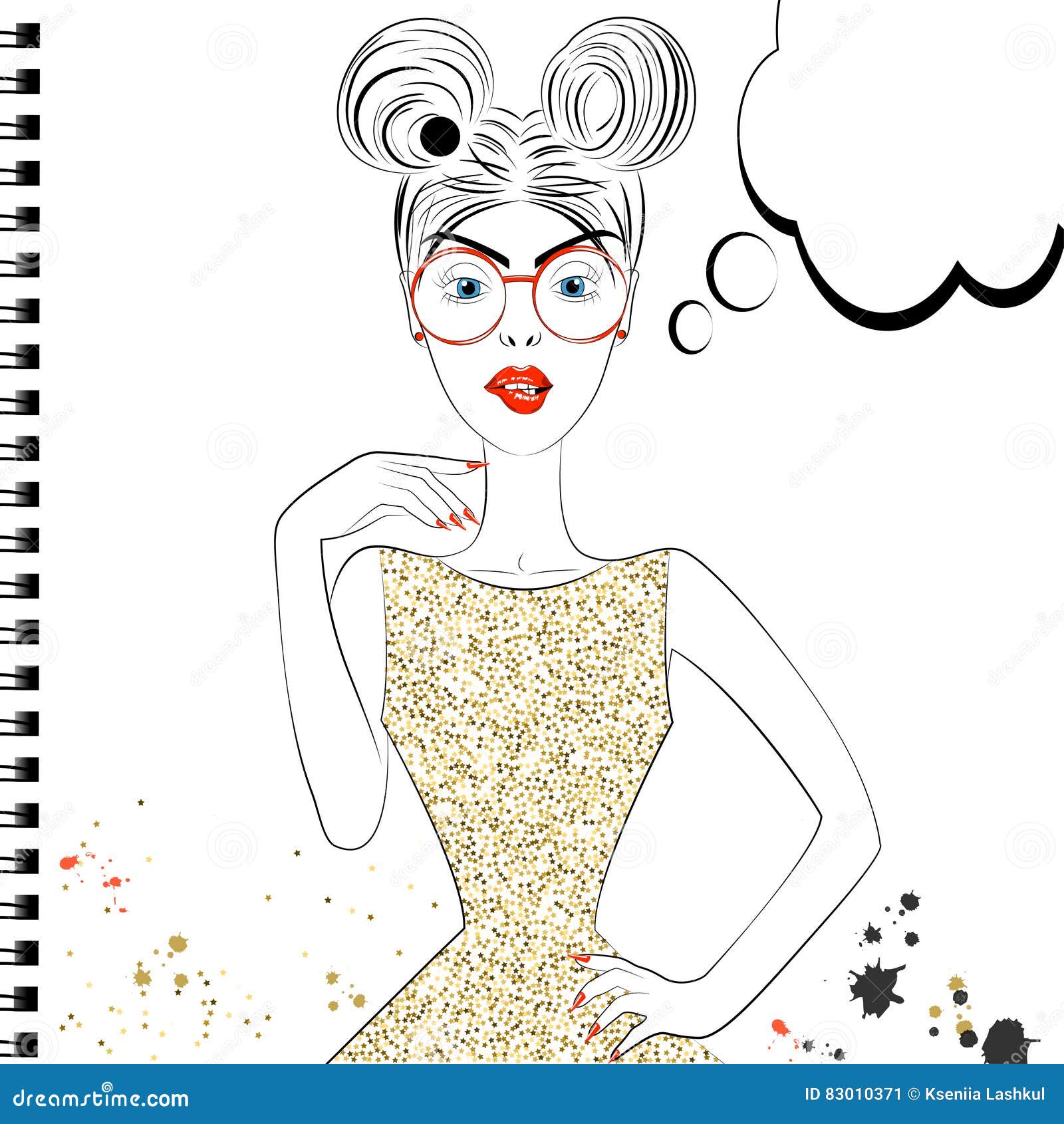 Realistic Notebook with Drawing Stock Vector - Illustration of book ...