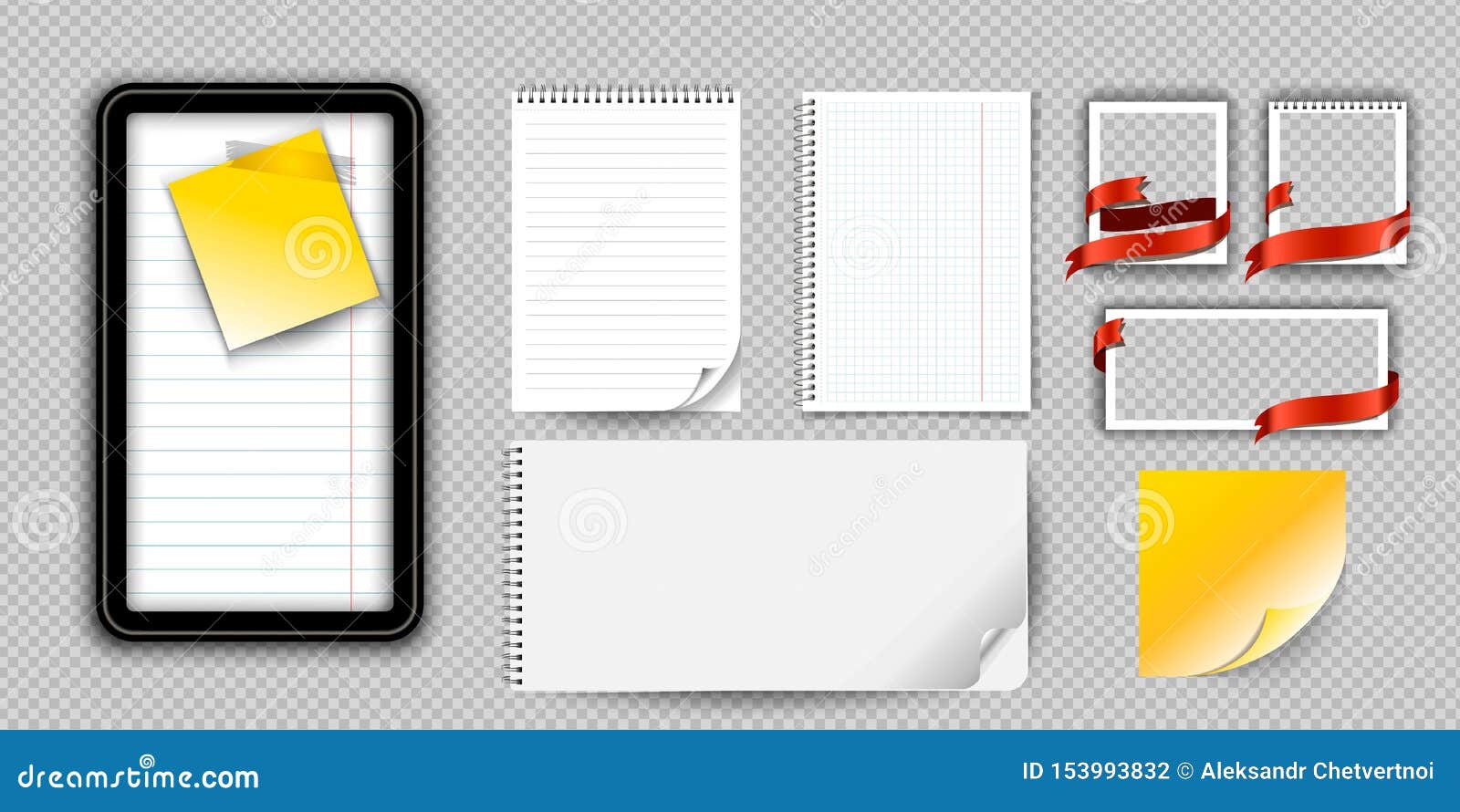 Realistic Notebook or Notepad with Binder Isolated. Memo Note Pad or ...