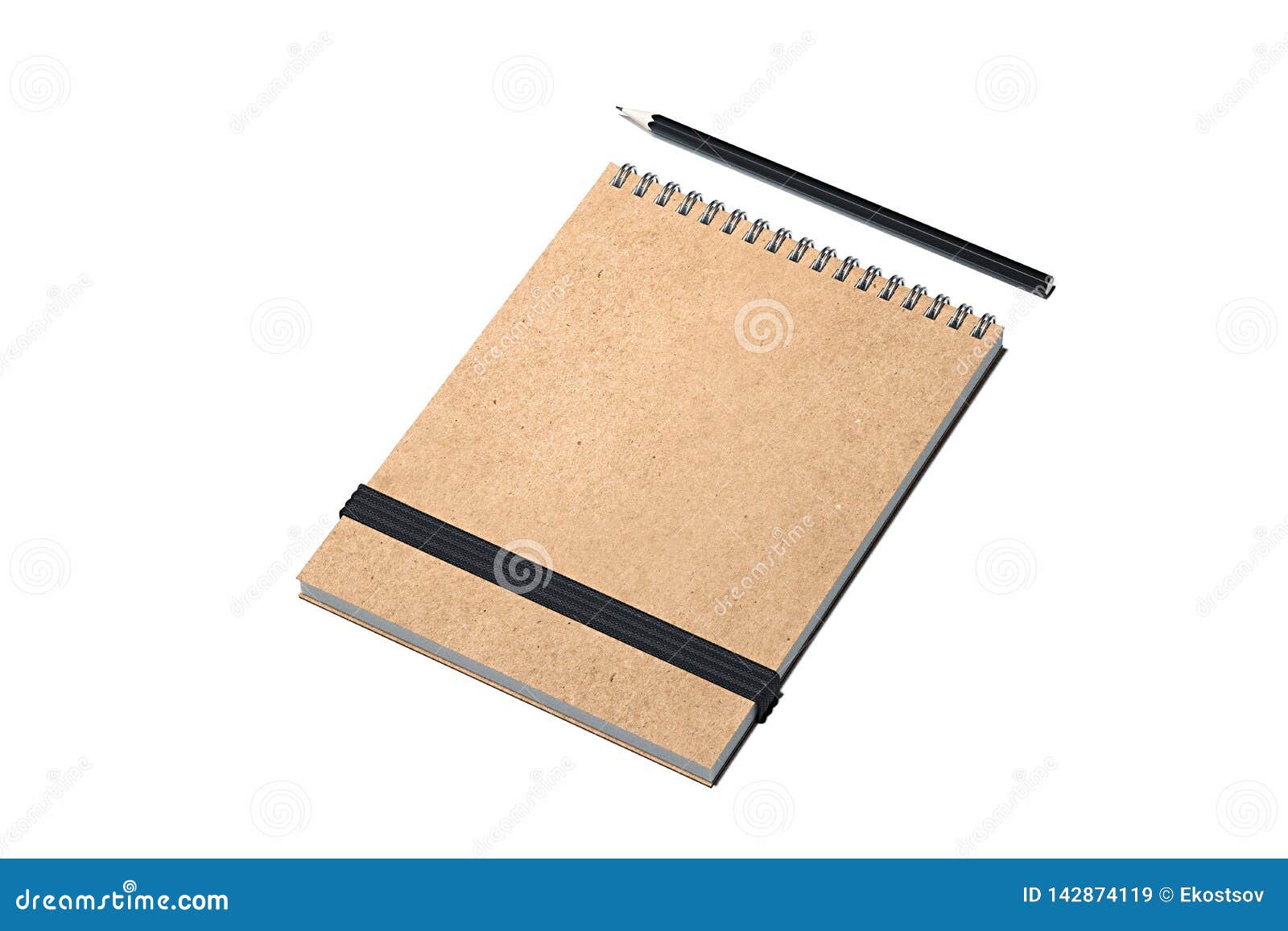 Realistic Notepad with Black Elastic Ribbon on Dark Background. 3d ...