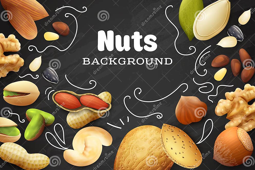 Realistic Nuts Background stock vector. Illustration of layout - 191588301