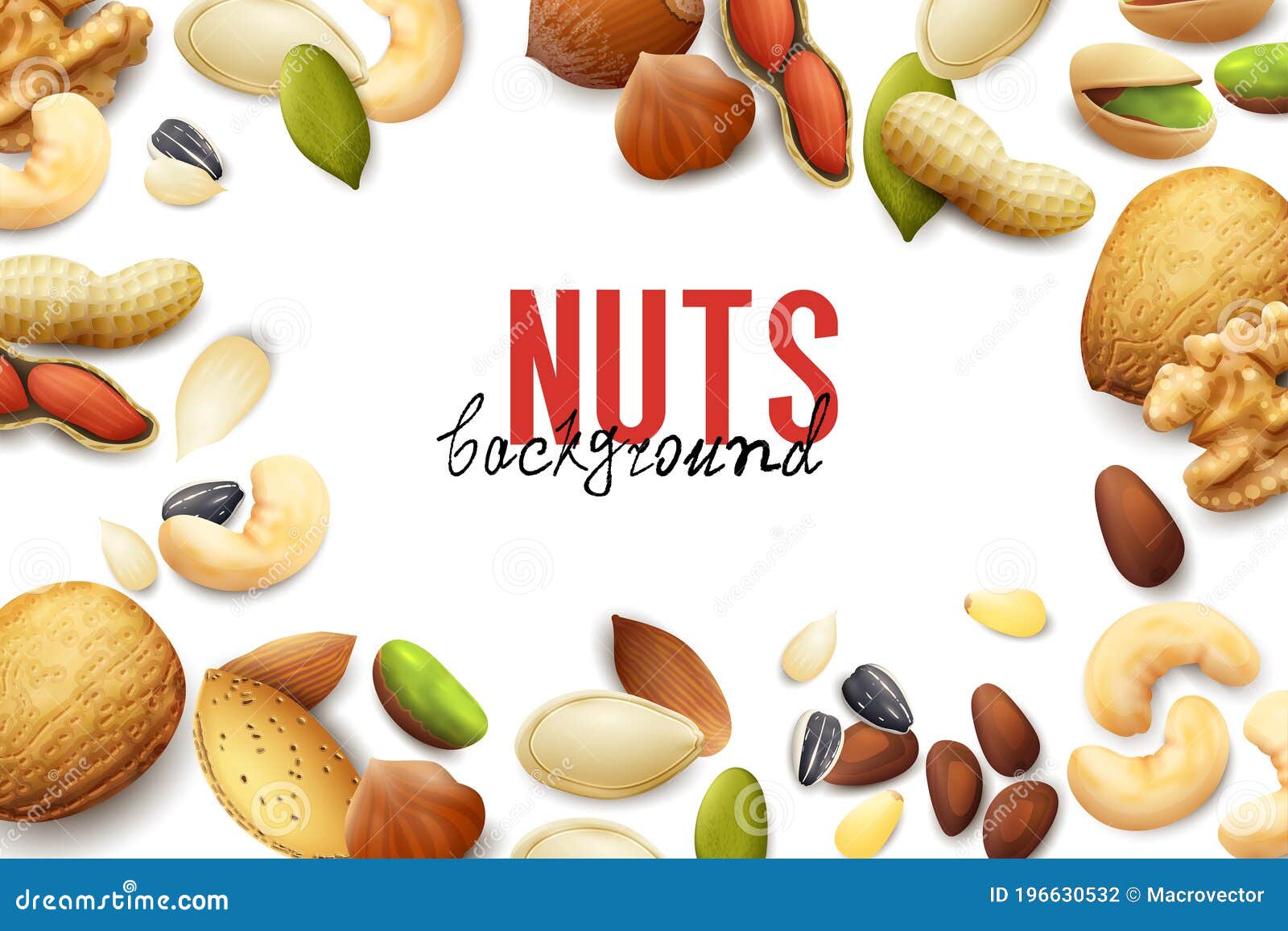 Realistic Nuts Background stock vector. Illustration of decorative ...