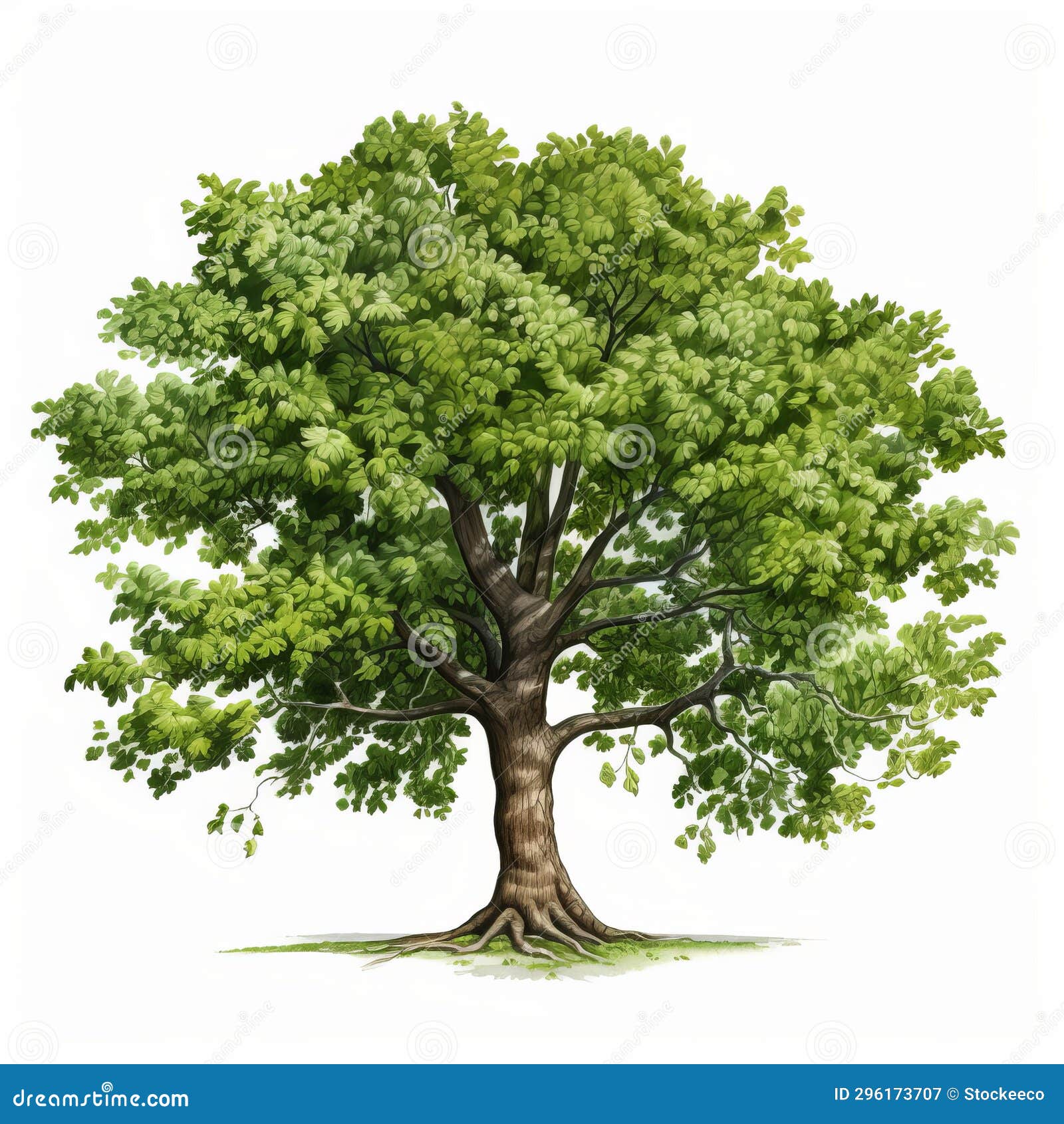 Realistic Oak Tree Illustration on White Background Stock Illustration ...