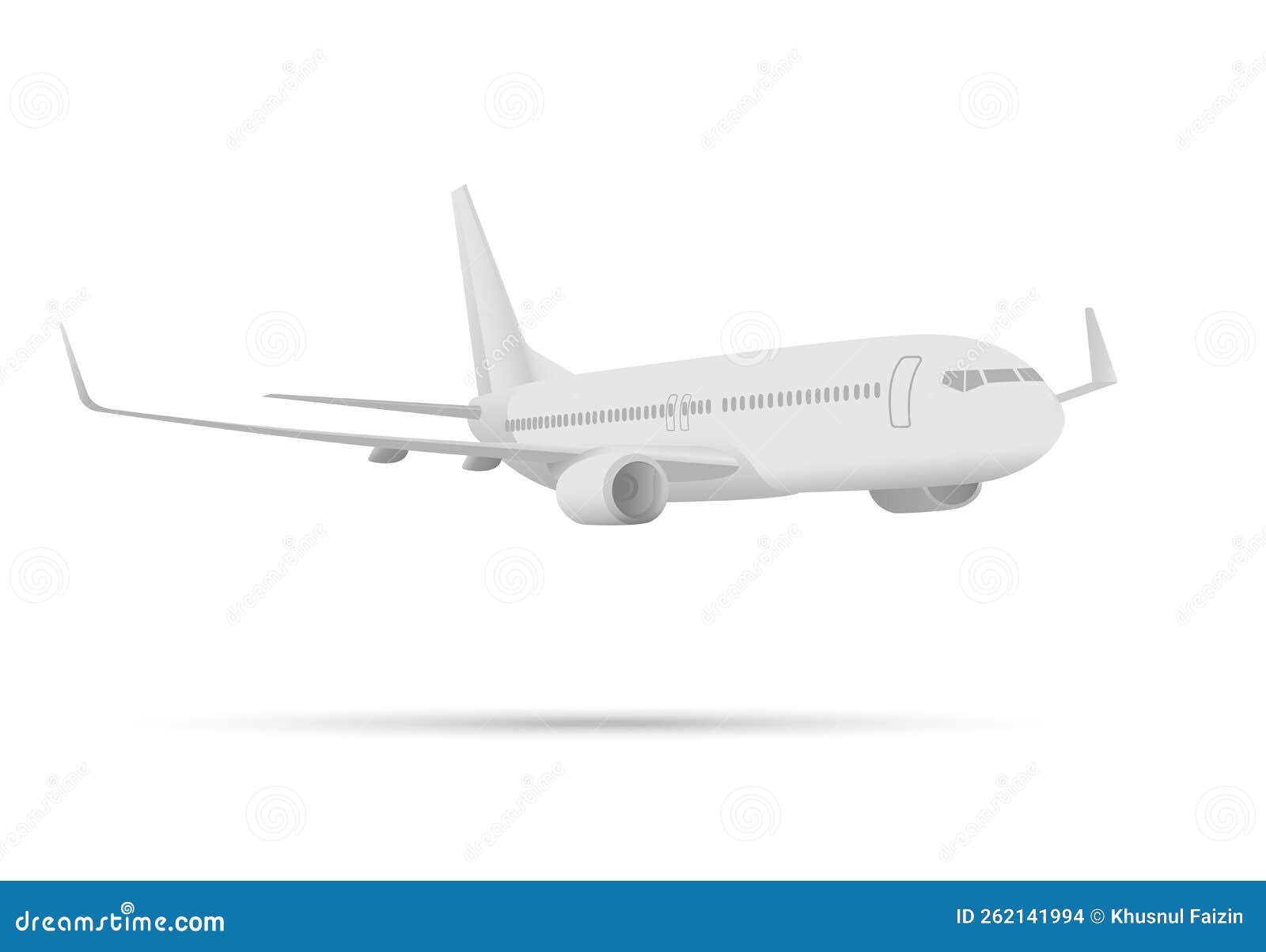 Realistic Object Of Flight Airplane Seen From The Left Side Of The ...
