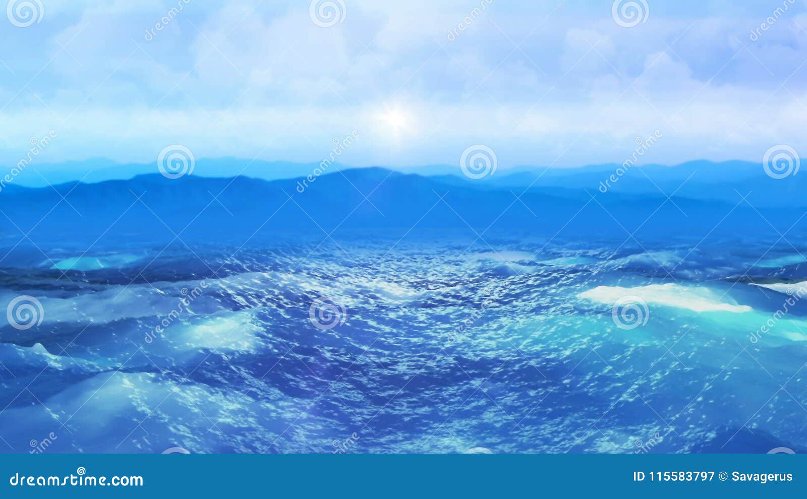 Realistic Ocean, Abstract Background 3D Rendering Stock Illustration ...