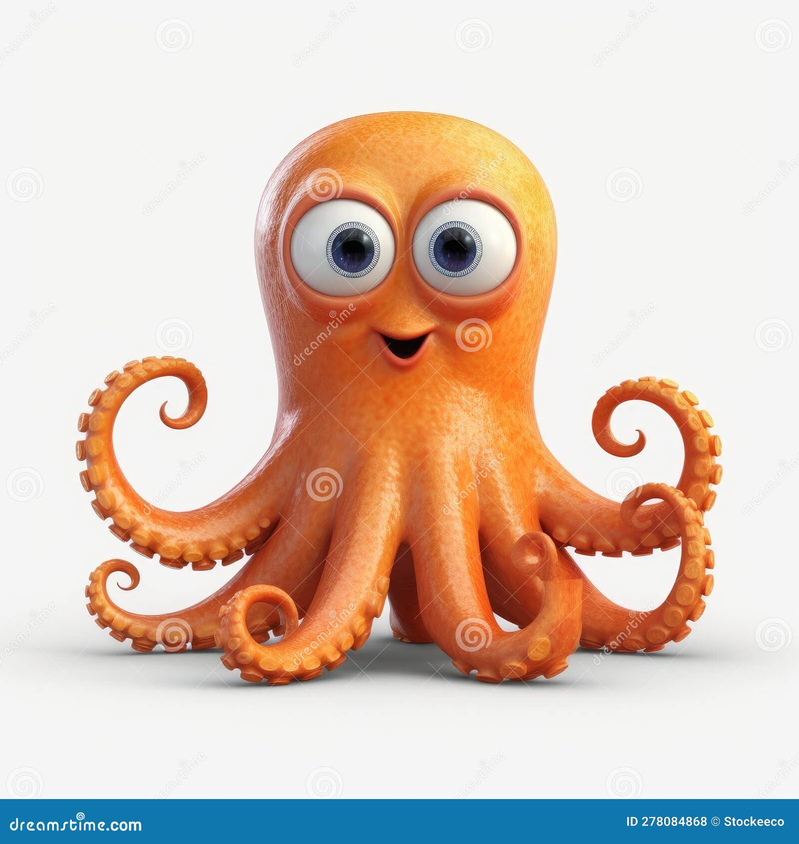 Realistic Octopus in Pixar Style on White Background in 8k Uhd Stock ...