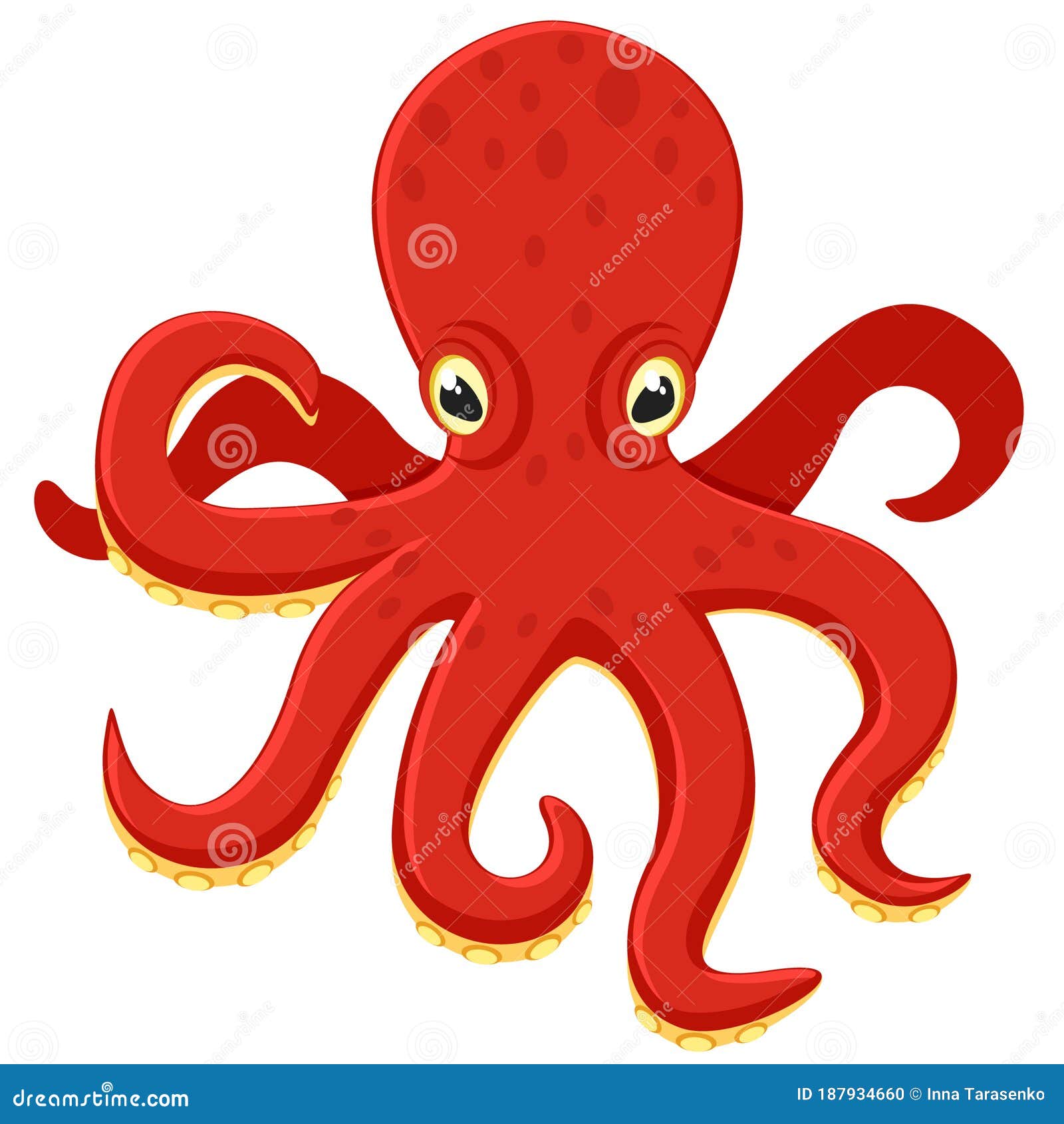 Realistic Octopus in Red on a White. Undersea World Stock Photo - Image ...