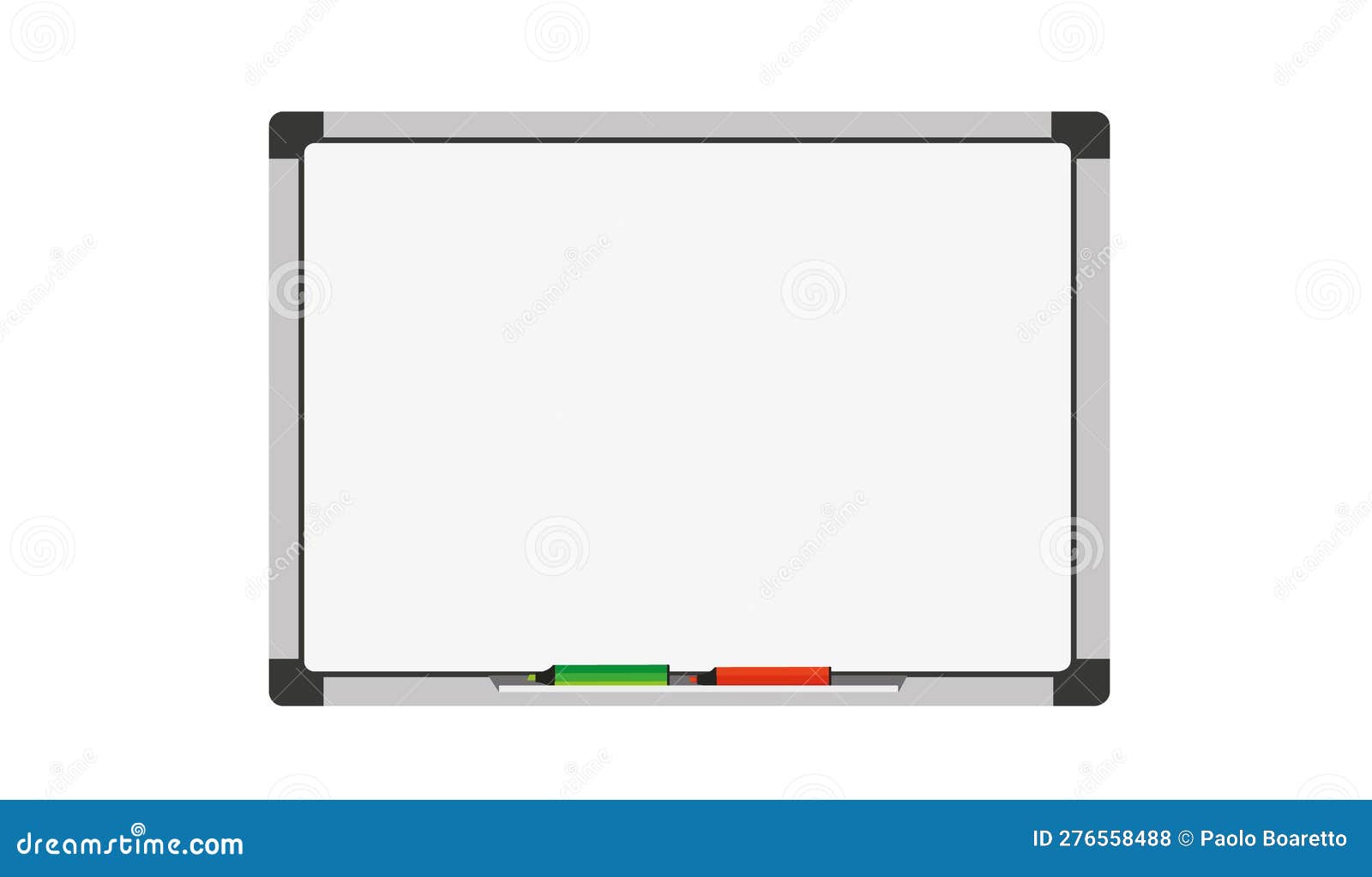 Realistic Office Whiteboard. Empty Whiteboard with Marker Pens Stock ...