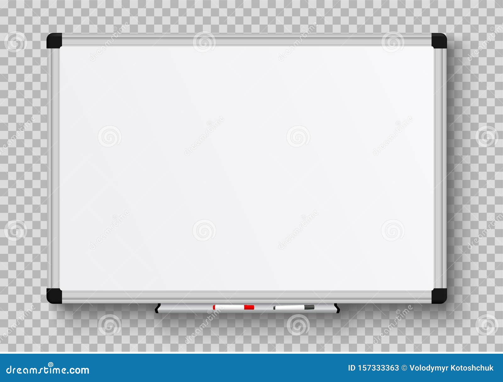 Realistic Office Whiteboard. Empty Whiteboard with Marker Pens - Stock ...