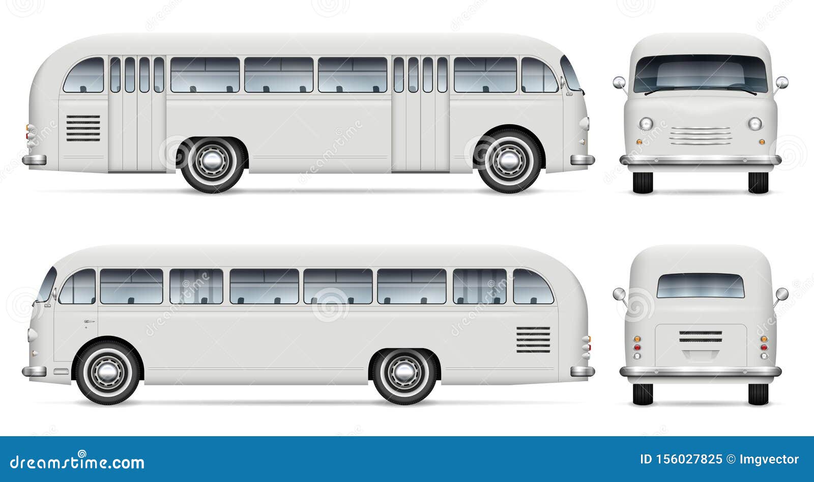Realistic Old Bus Vector Mockup Stock Vector - Illustration of isolated ...