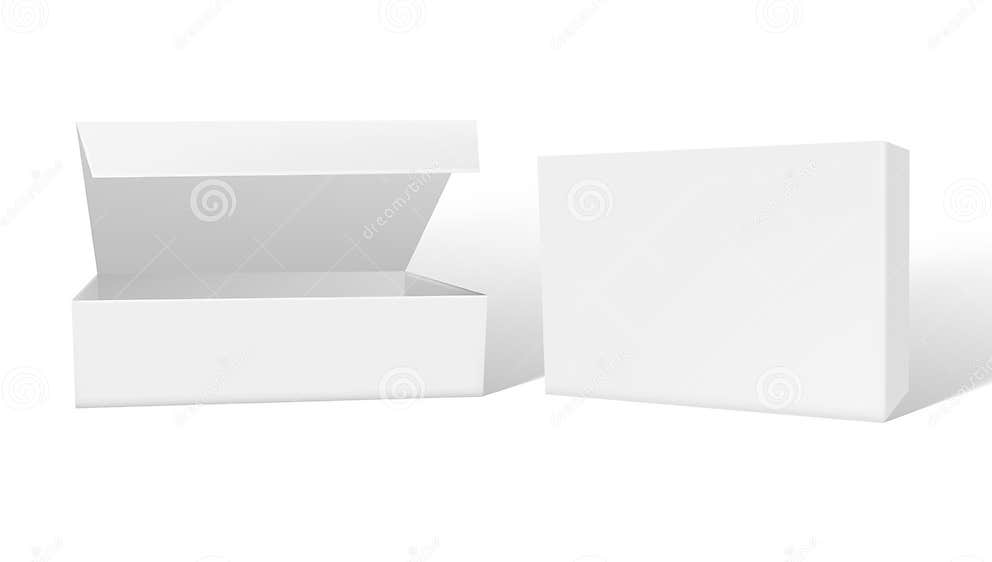Realistic Open and Closed Blank Big Packaging Boxes Stock Illustration ...