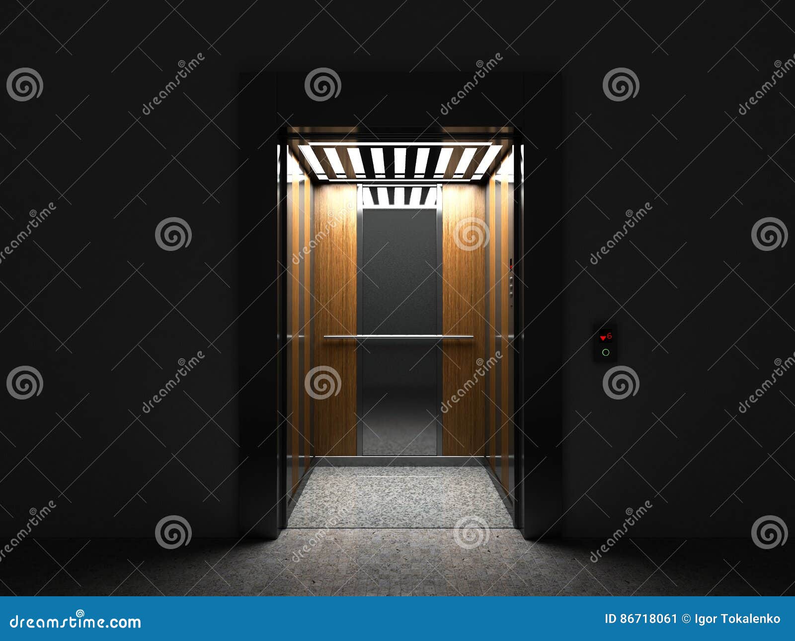 Realistic Open Empty Elevator with Half Open Door 3d Render Stock ...