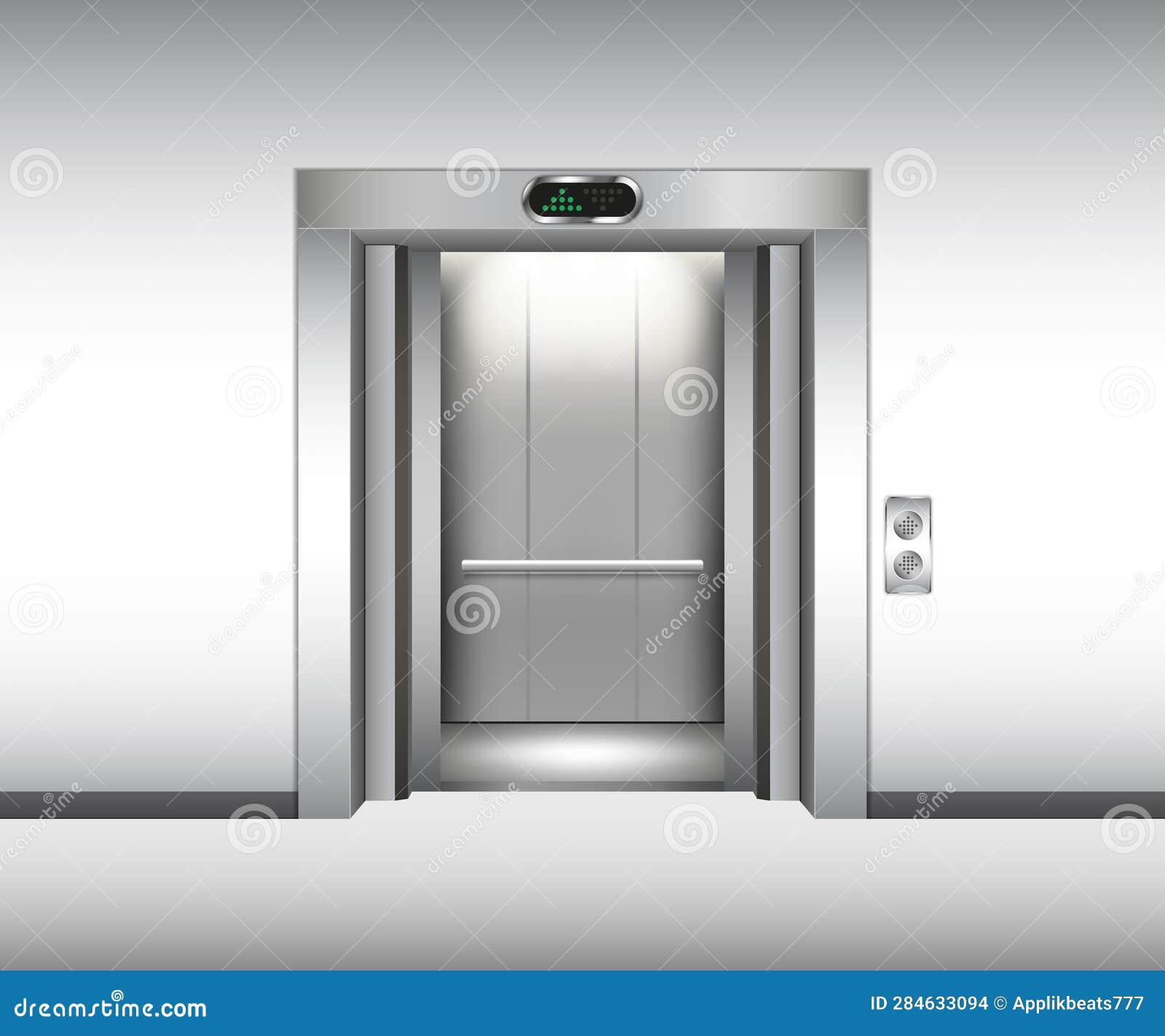 Realistic Open Metal Elevator Mockup. Vector Illustration Stock Vector ...