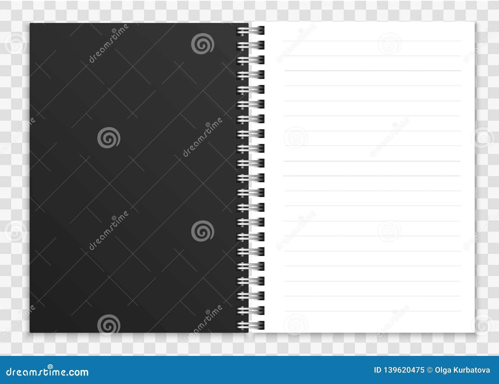 Realistic Open Notebook. Notepad or Copybook with Ring Spiral Bound ...