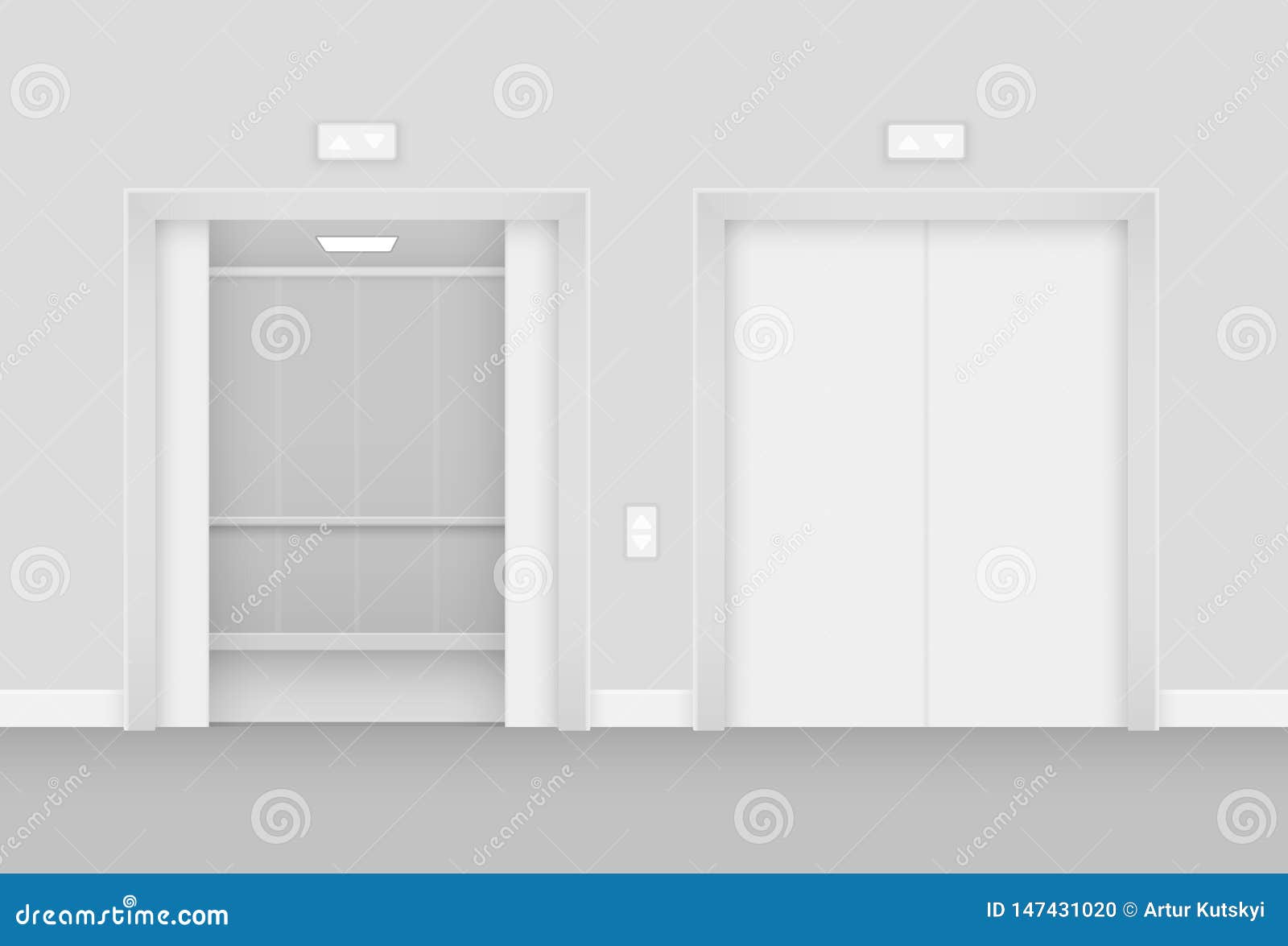 Realistic Opened and Empty Elevator in Hall Interior Vector ...
