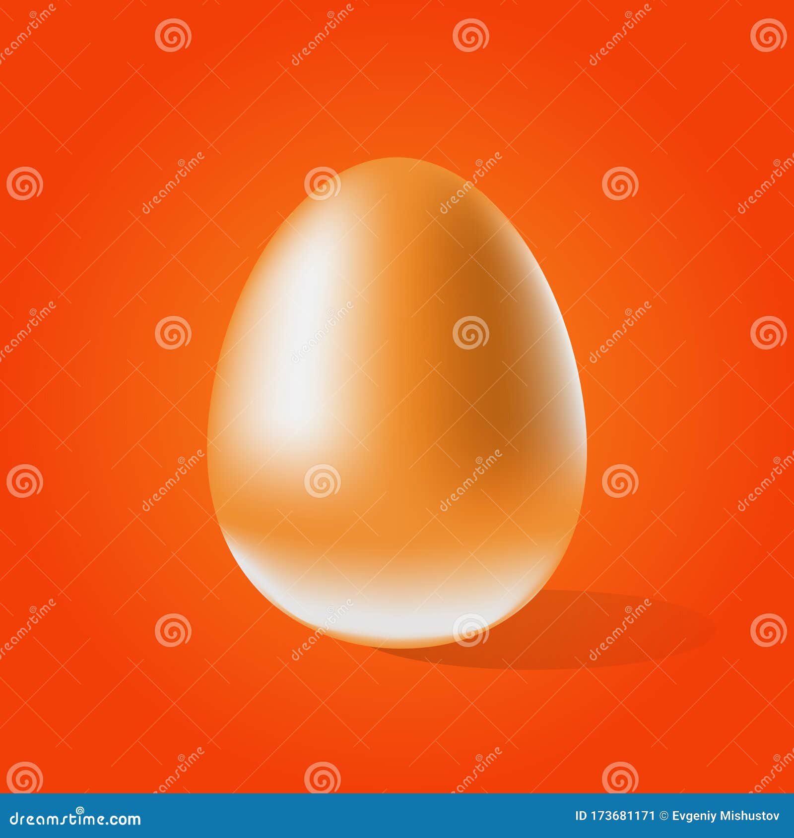 Realistic Orange Egg with Shadow on a Red Gradient Background, Vector ...