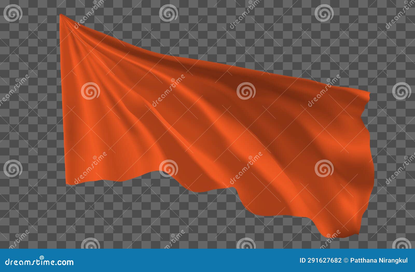 Realistic Orange Flag Flying on Grey Checkered Background Vector Stock ...