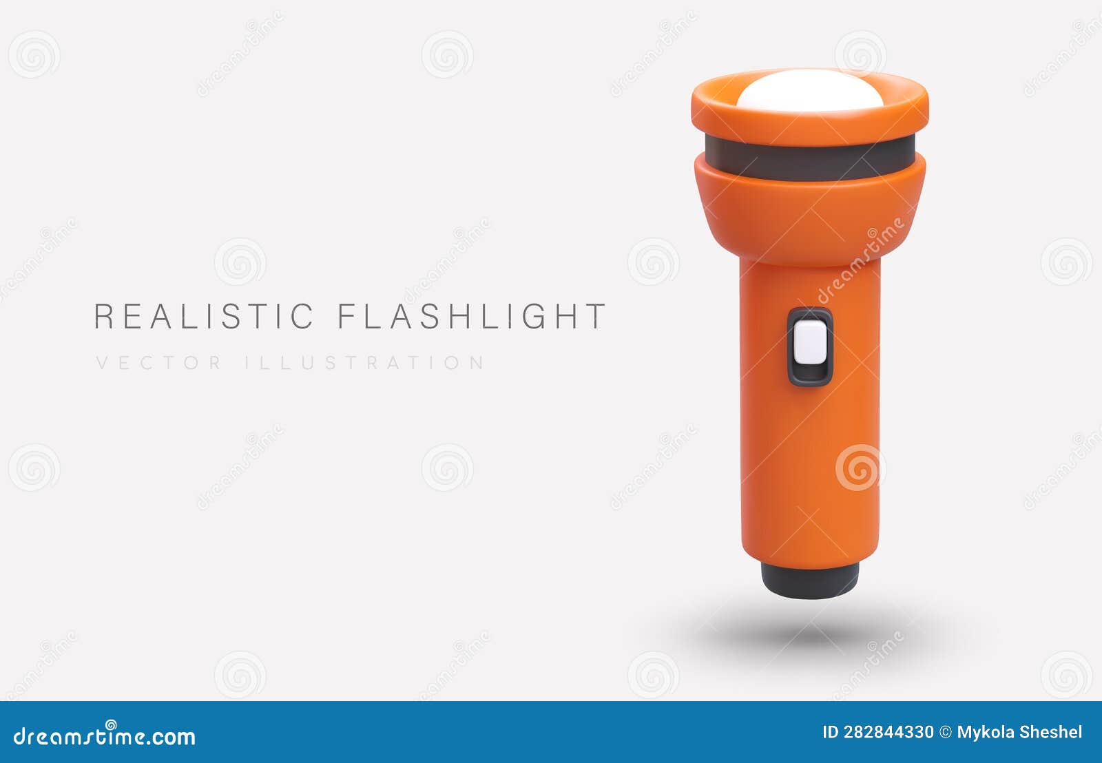 Realistic Orange Flashlight with Button. Portable Lighting Device Stock ...