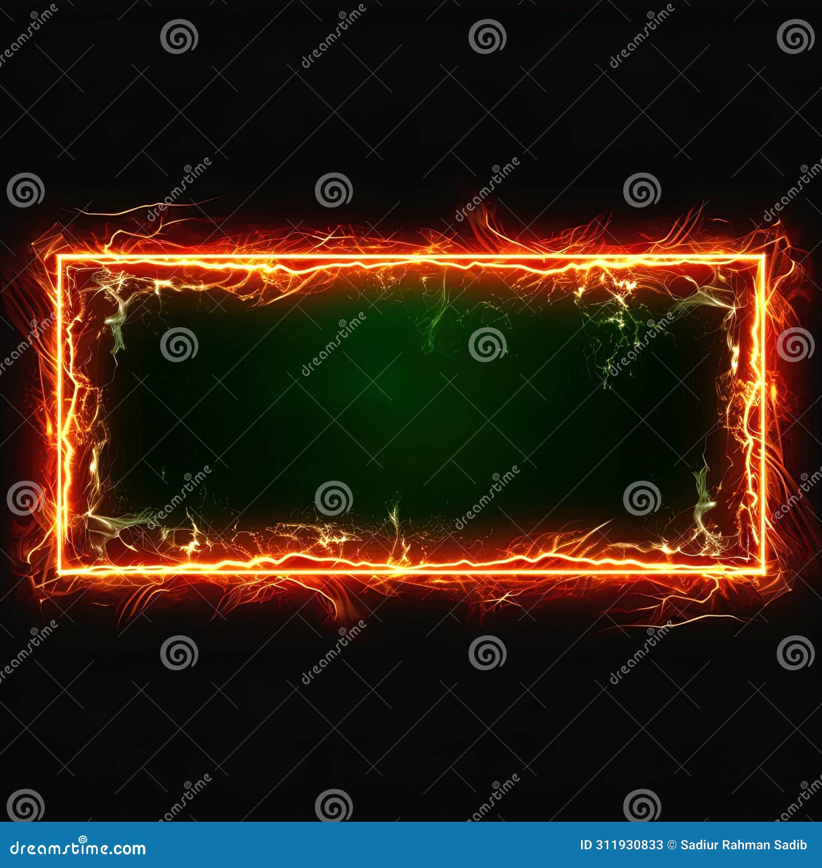 Realistic Orange Lightning Frame Background. Stock Illustration ...