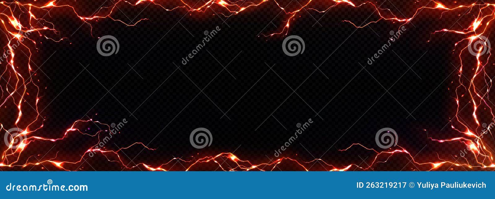 Realistic Orange Lightning Frame Png Stock Vector - Illustration of ...