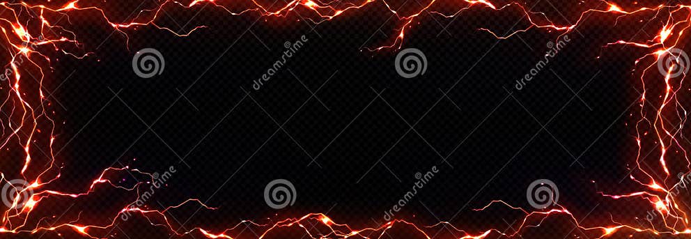 Realistic Orange Lightning Frame Png Stock Vector - Illustration of ...