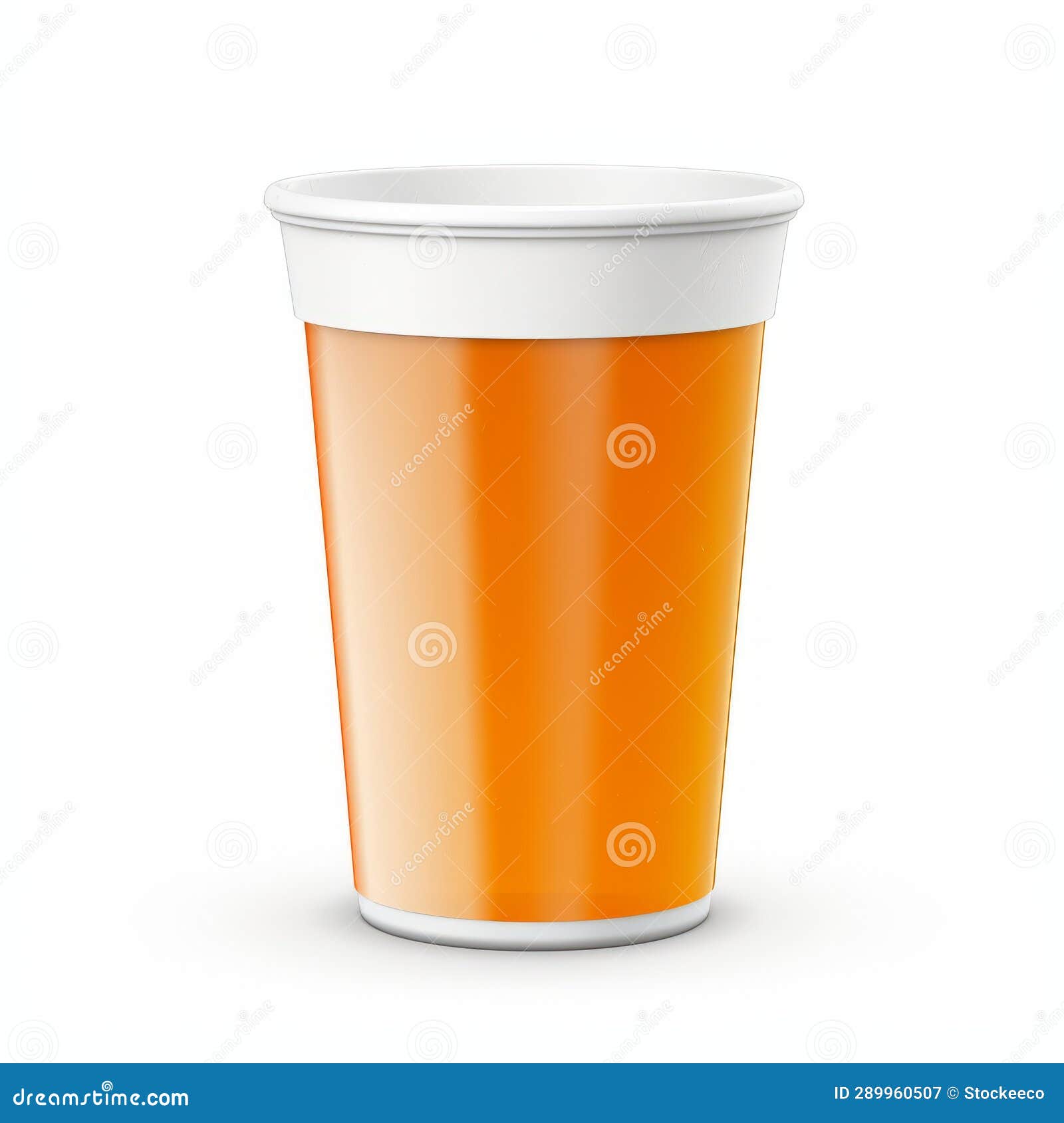 Realistic Orange Plastic Cup Mockup on White Background Stock ...