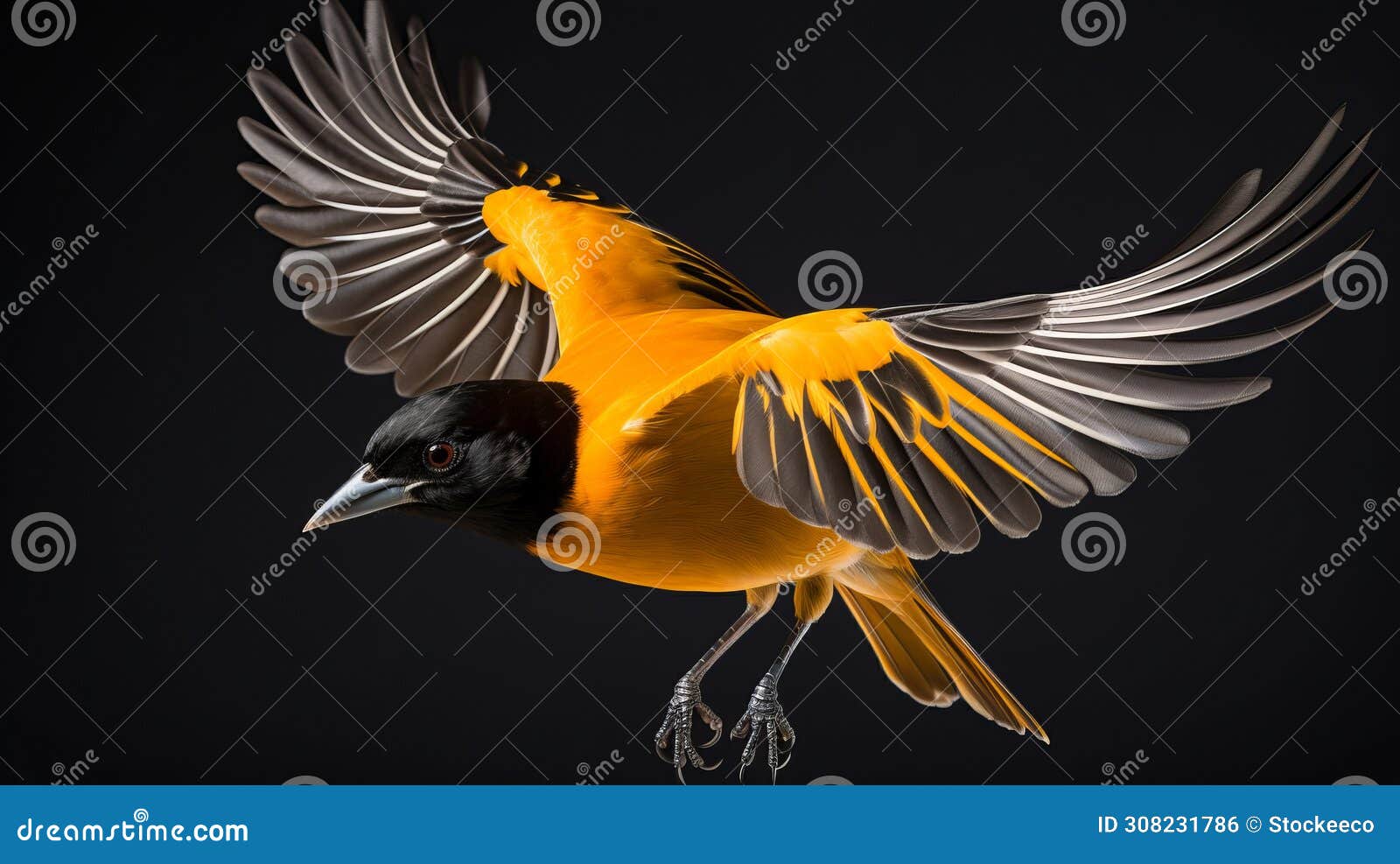 Realistic Oriole Bird in Flight - Stunning 3d Render Stock Illustration ...