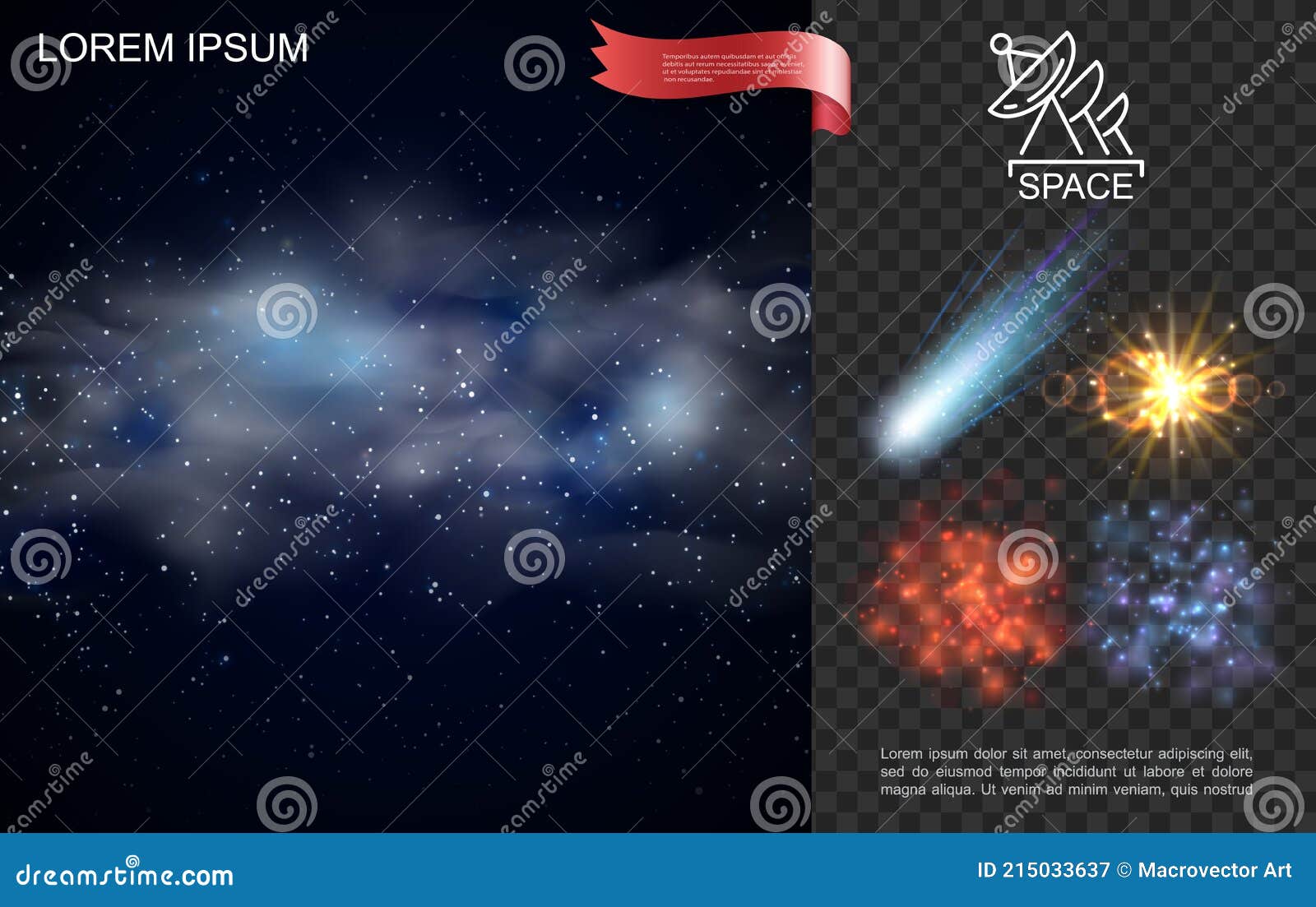Realistic Outer Space Composition Stock Vector - Illustration of cover ...