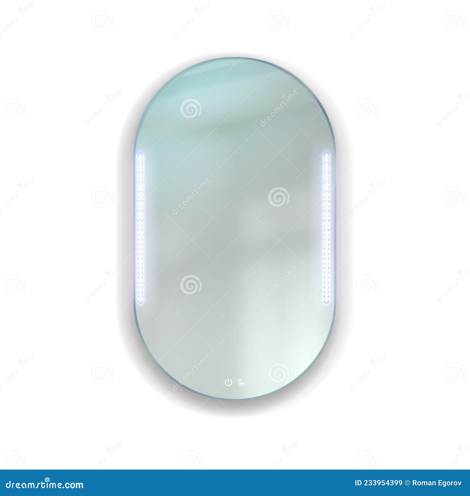 Realistic Oval Illuminated Mirror. Round Electric Interior Element ...
