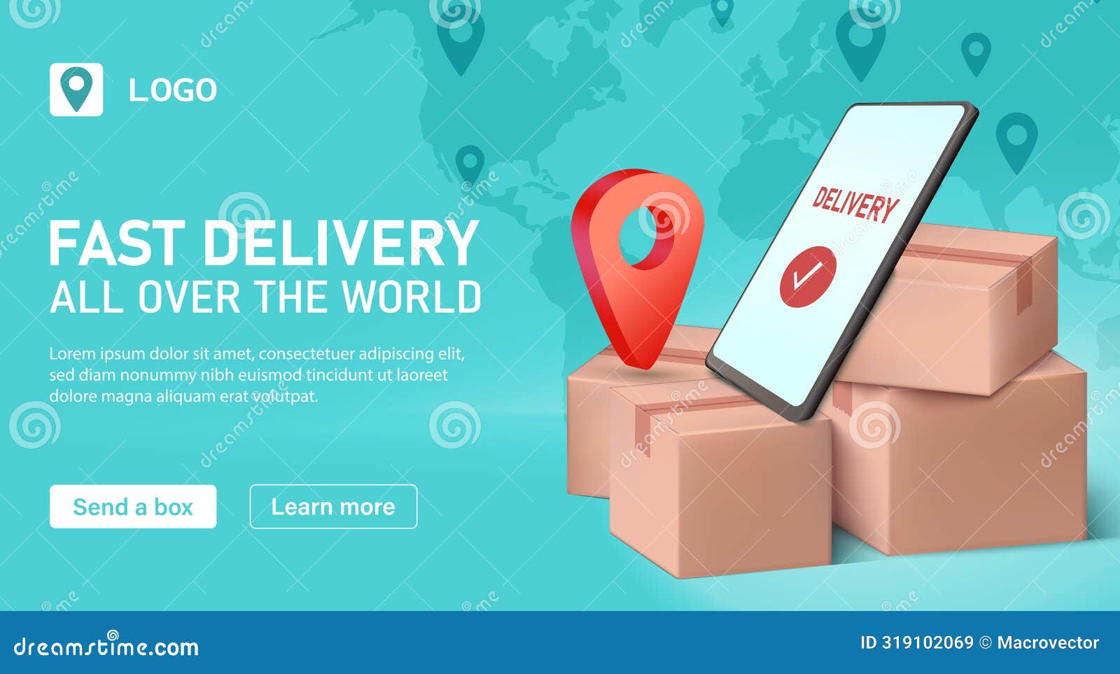 Realistic Packaging Box Horizontal Banner Stock Illustration ...