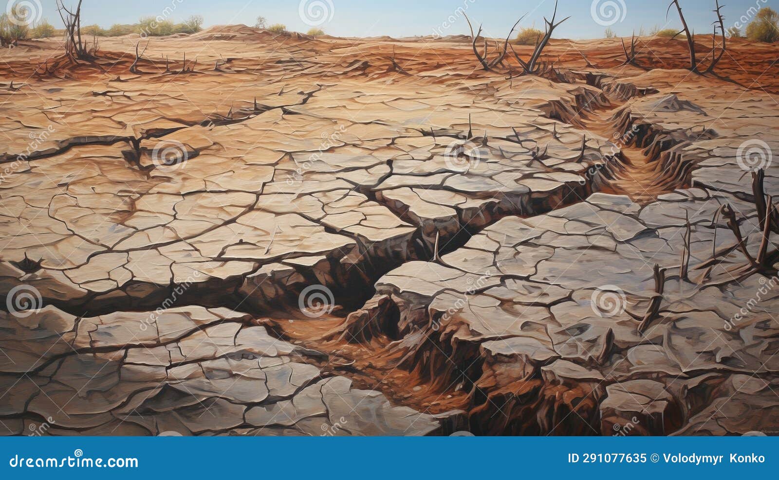 A Realistic Painting Depicting a Deep Crack in the Ground Stock Image ...