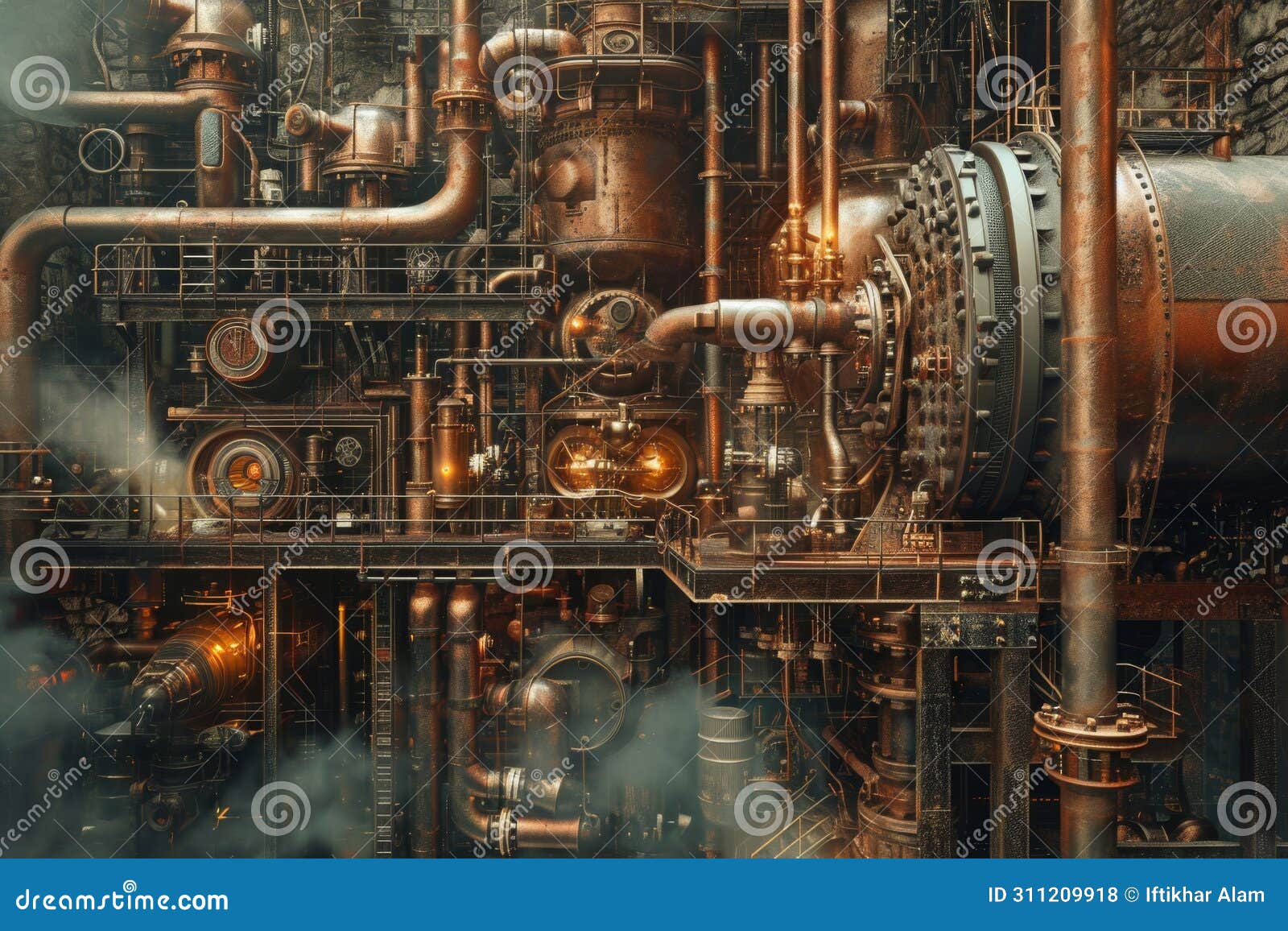 A Realistic Painting Depicting a Steam Engine with Billowing Clouds of ...