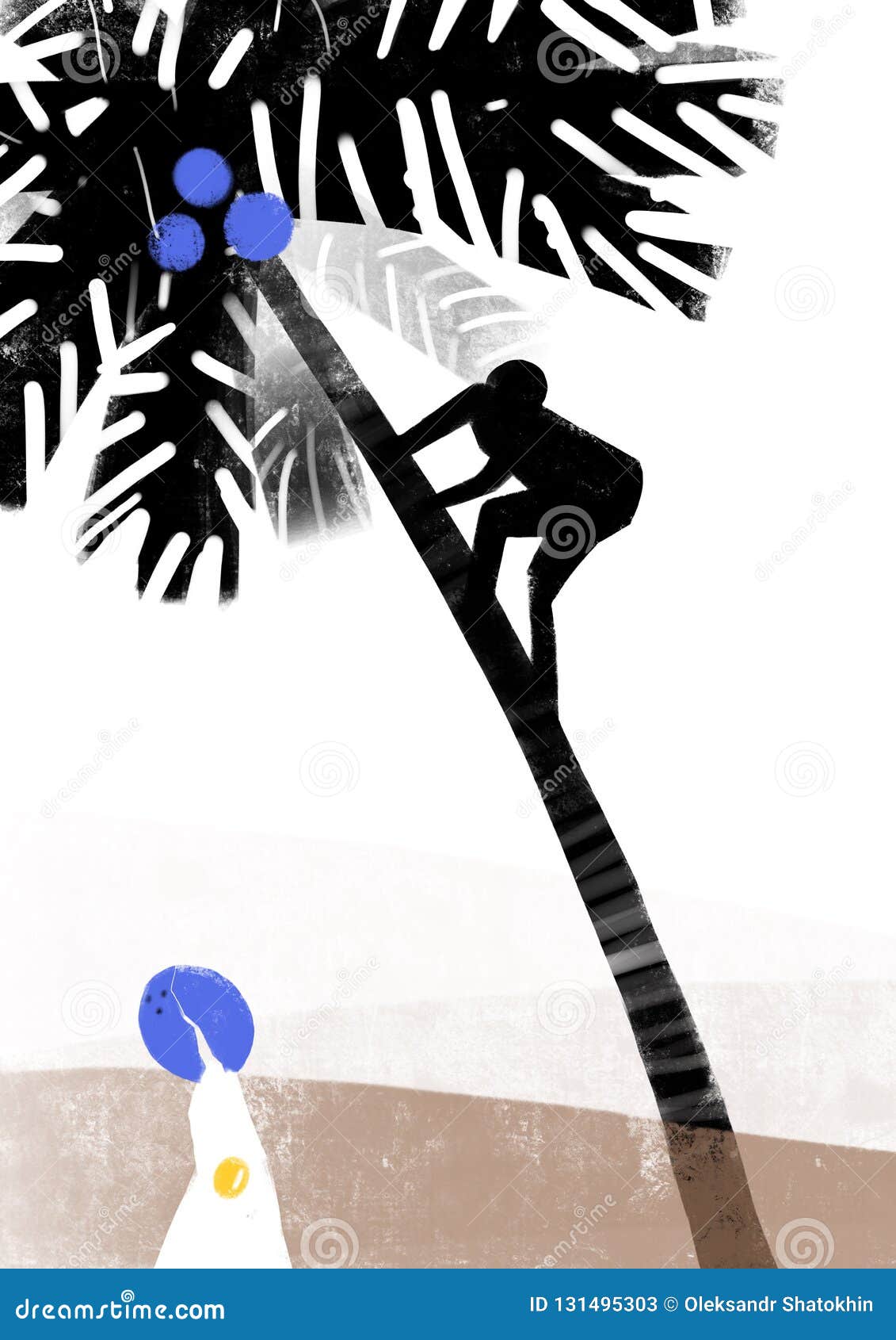 Realistic Palm Tree and Human`s Figure Illustration Stock Illustration ...