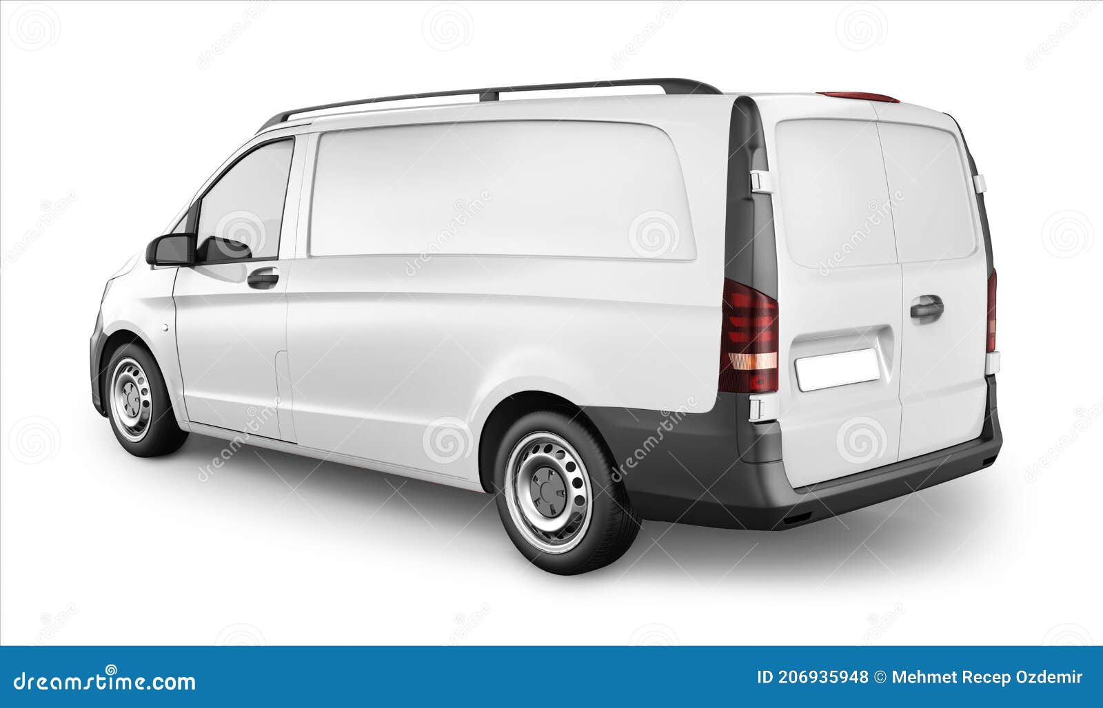 Realistic Panel Van Mockup Back Perspective View Stock Illustration ...