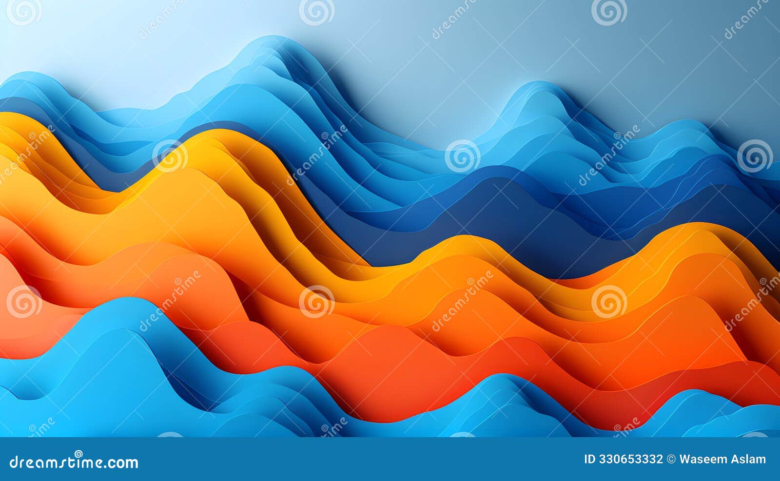 Realistic Paper Cut Decoration with Wavy Layers of Cardboard Stock ...