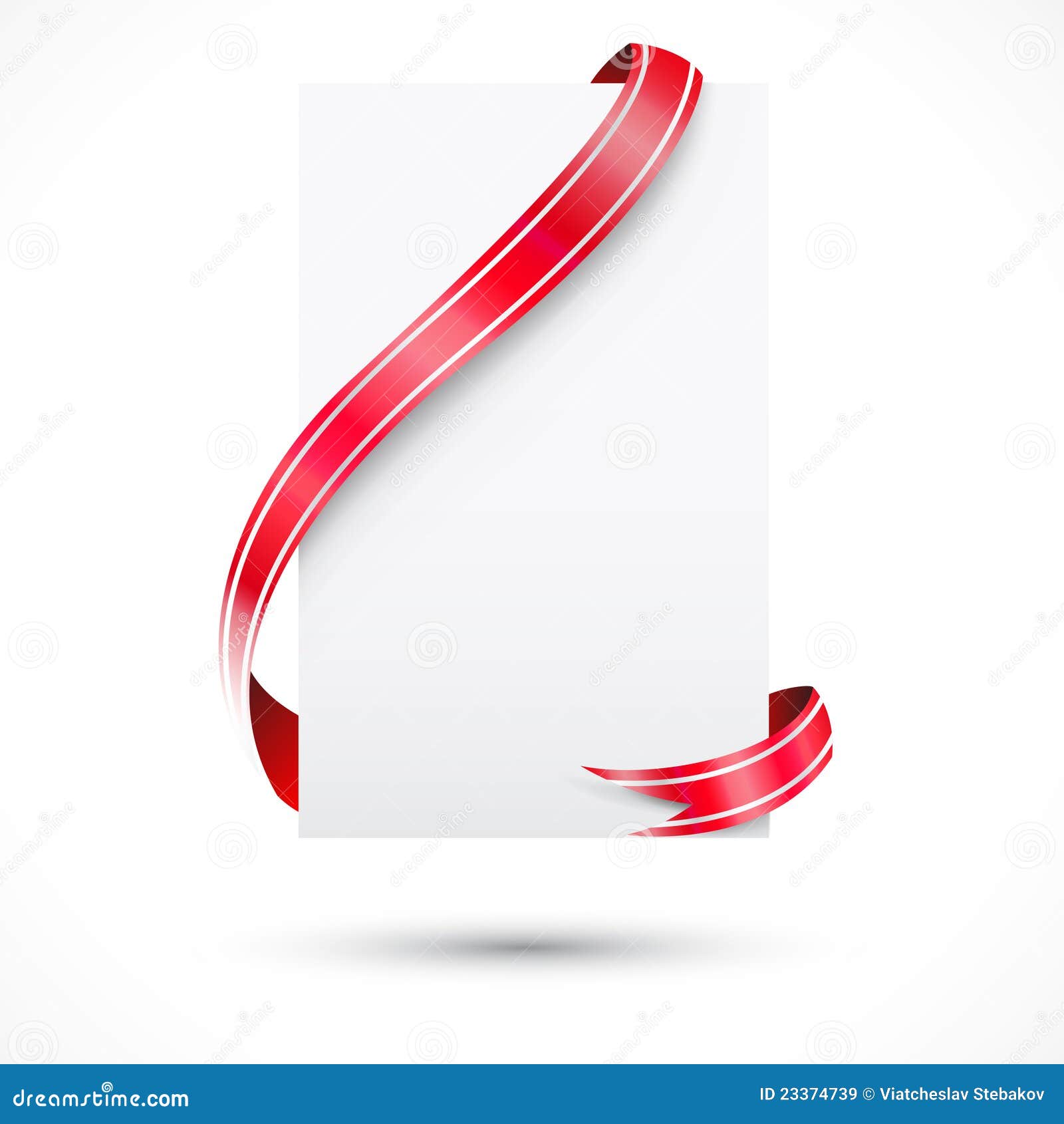 Realistic Paper and Red Ribbon Stock Vector - Illustration of graphic ...