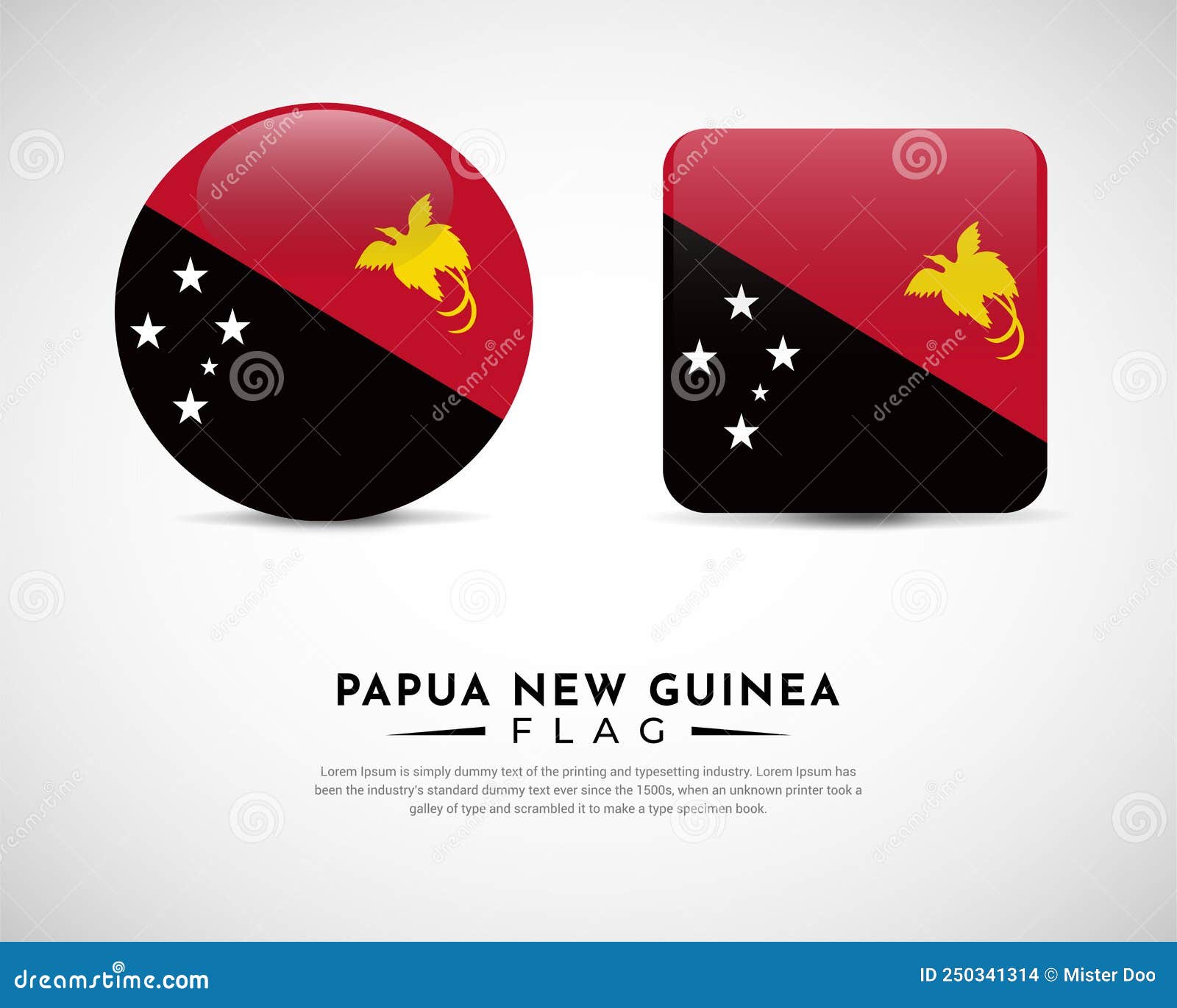 Realistic Papua New Guinea Flag Icon Vector. Set of Papua New Guinea ...
