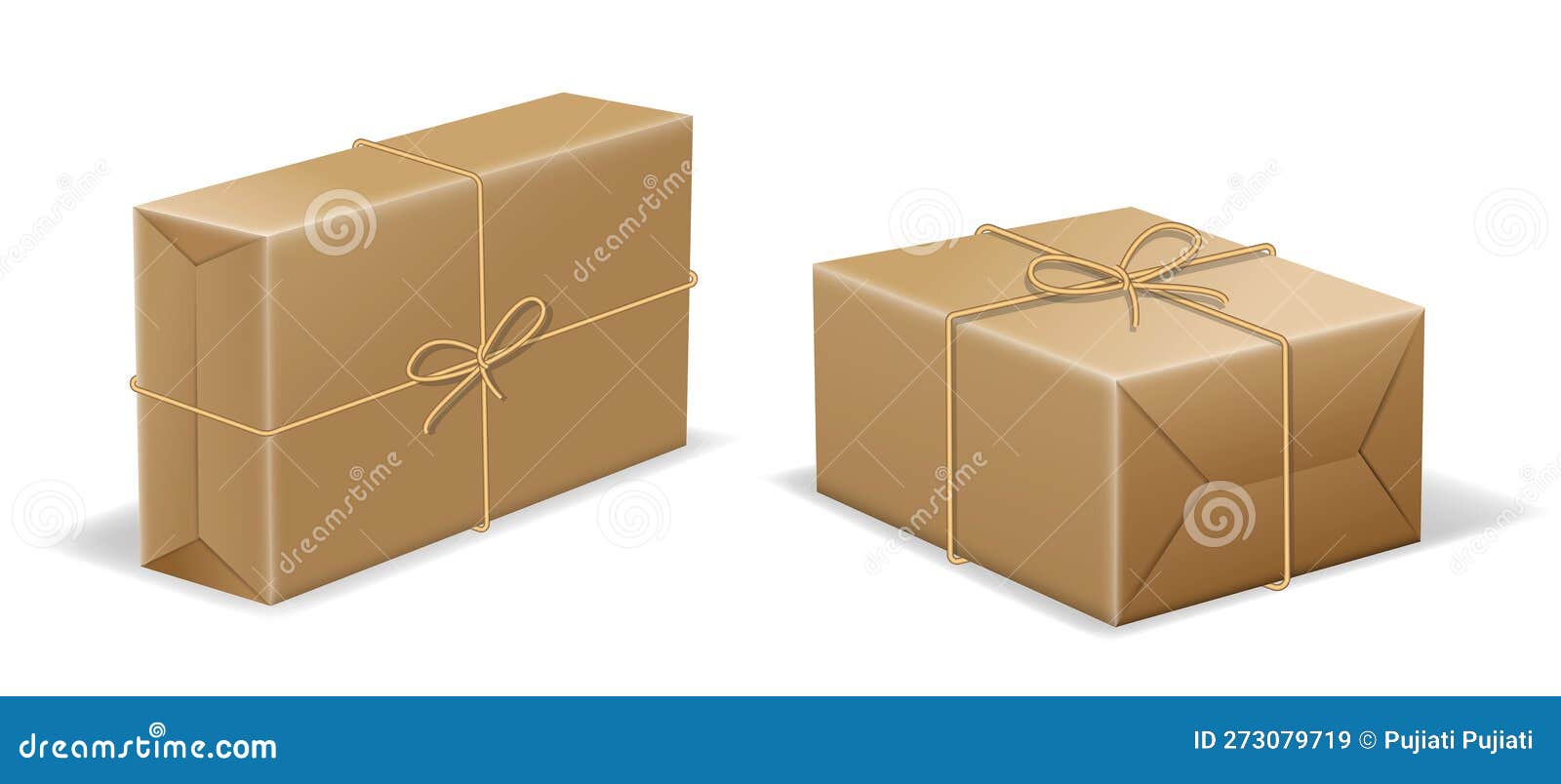 Realistic Parcel Box Wrapped in Brown Paper - 3d Illustration. Stock ...