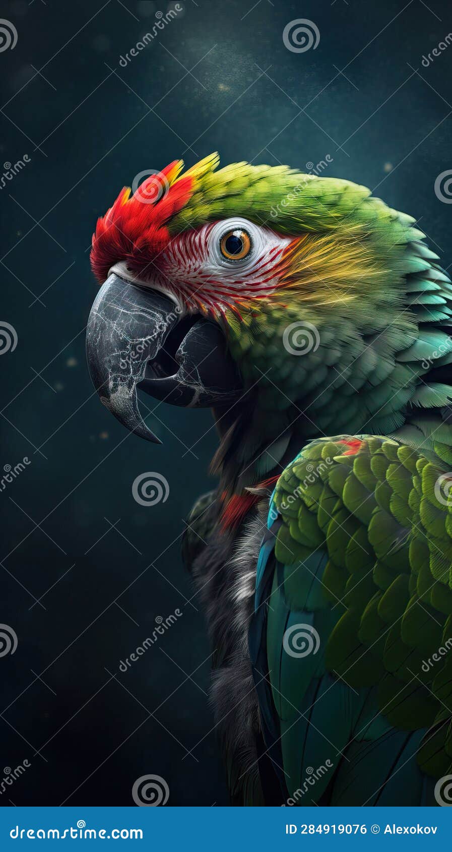 Realistic Parrot on Dark Background AI Generated Stock Illustration ...