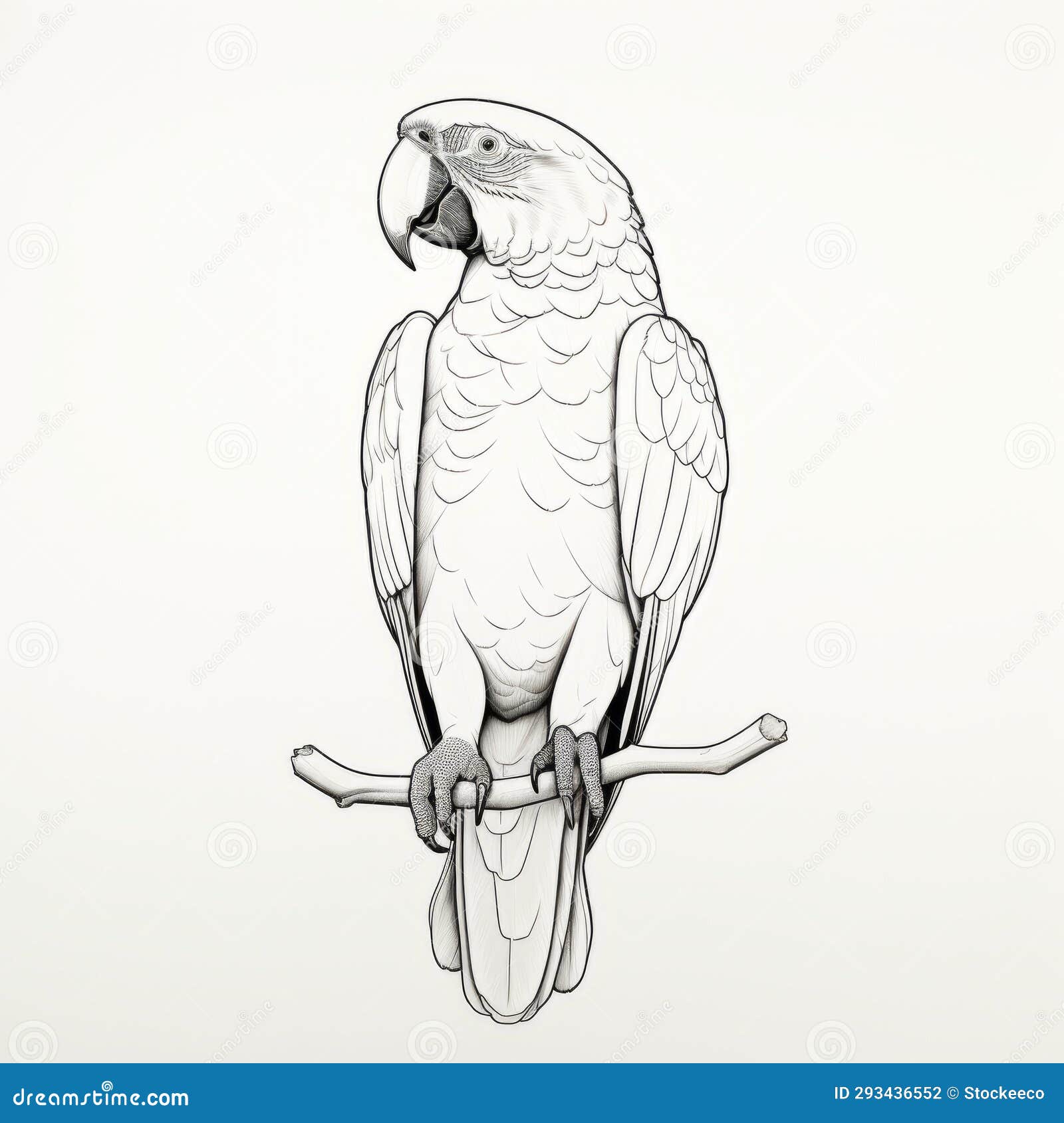 Realistic Illustration of Parrot Perched on Branch Stock Illustration ...