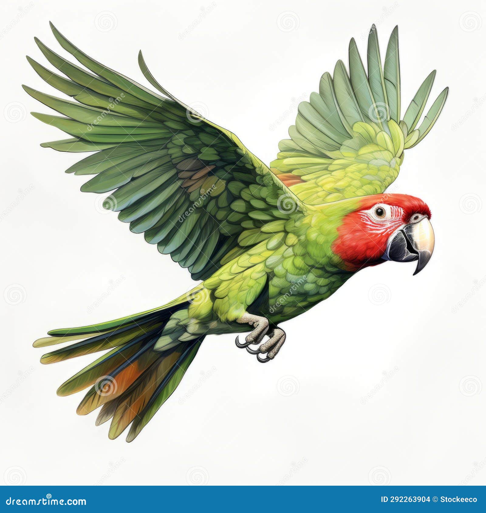 Realistic Parrot in Flight Illustration with Varied Brushwork ...