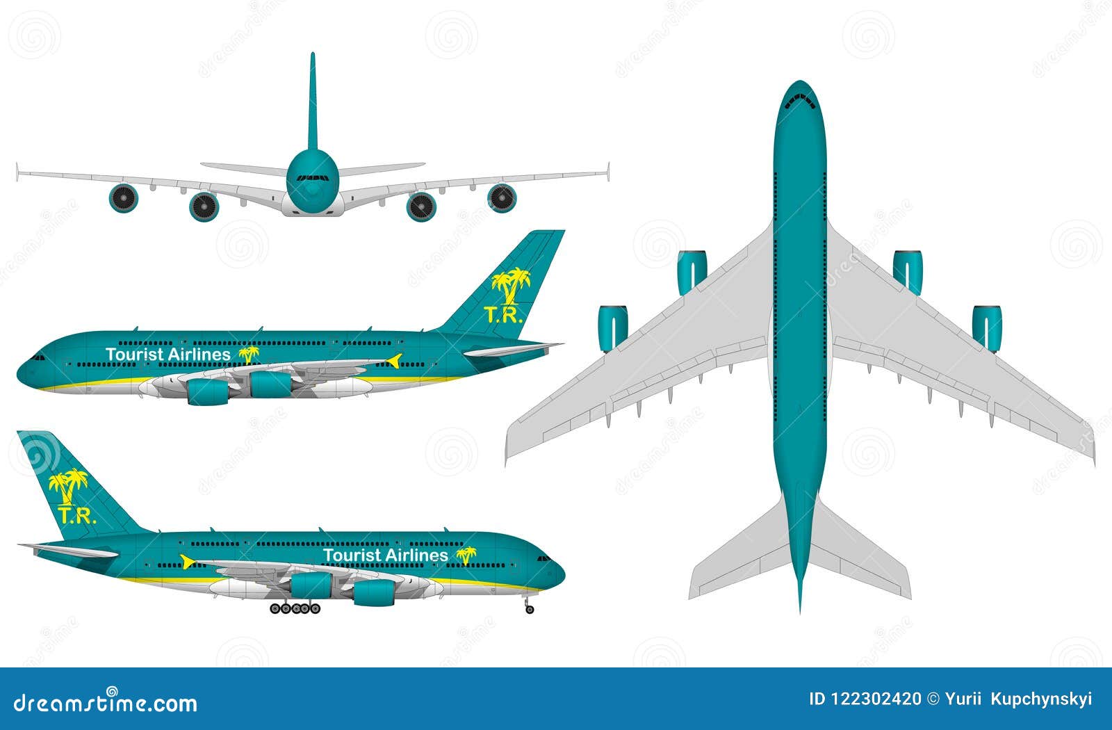 Realistic Passenger Airplane Stock Illustration - Illustration of ...