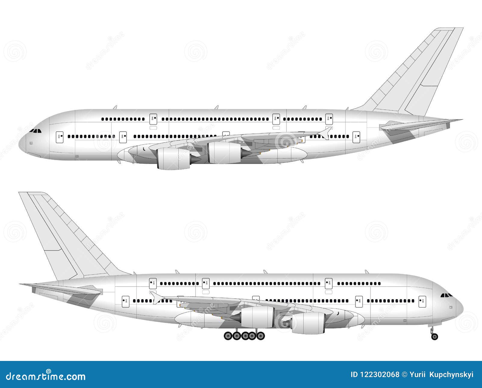 Realistic Passenger Airplane Stock Illustration - Illustration of ...