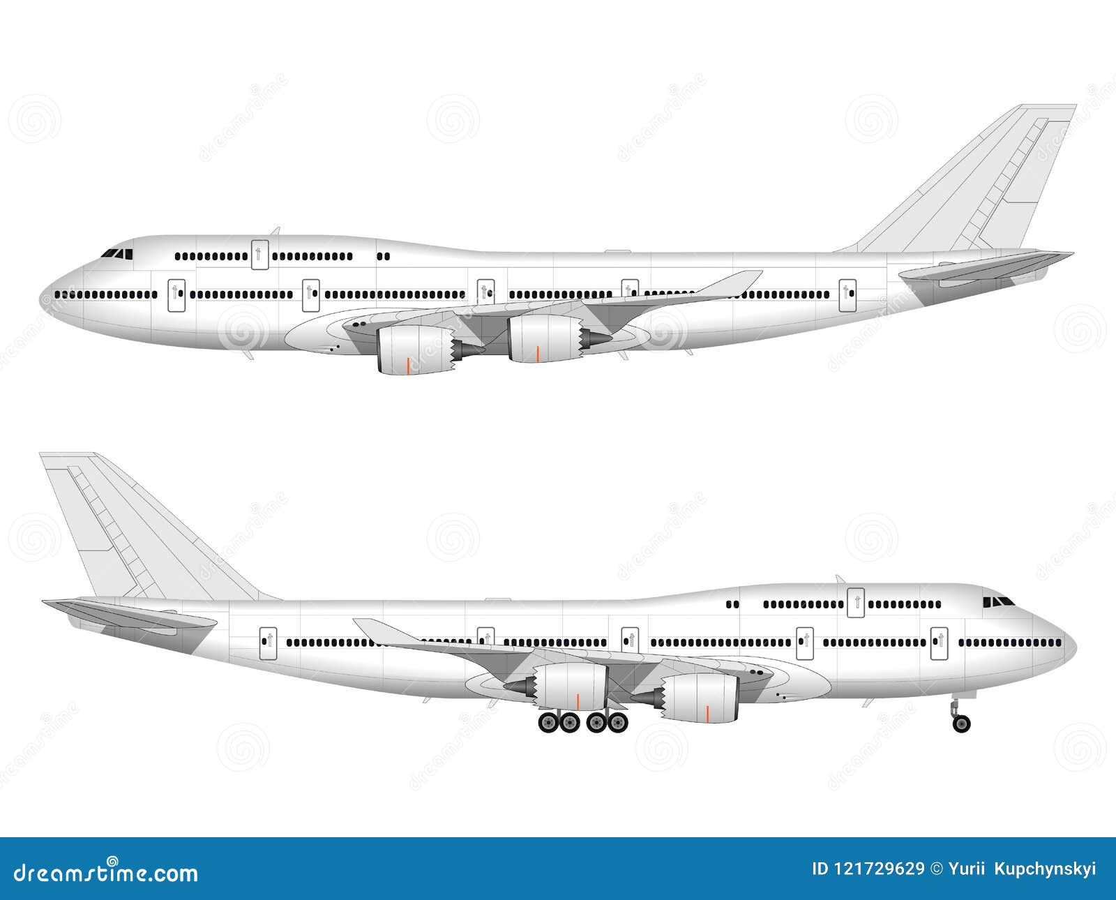 Realistic Passenger Airplane Stock Illustration - Illustration of ...