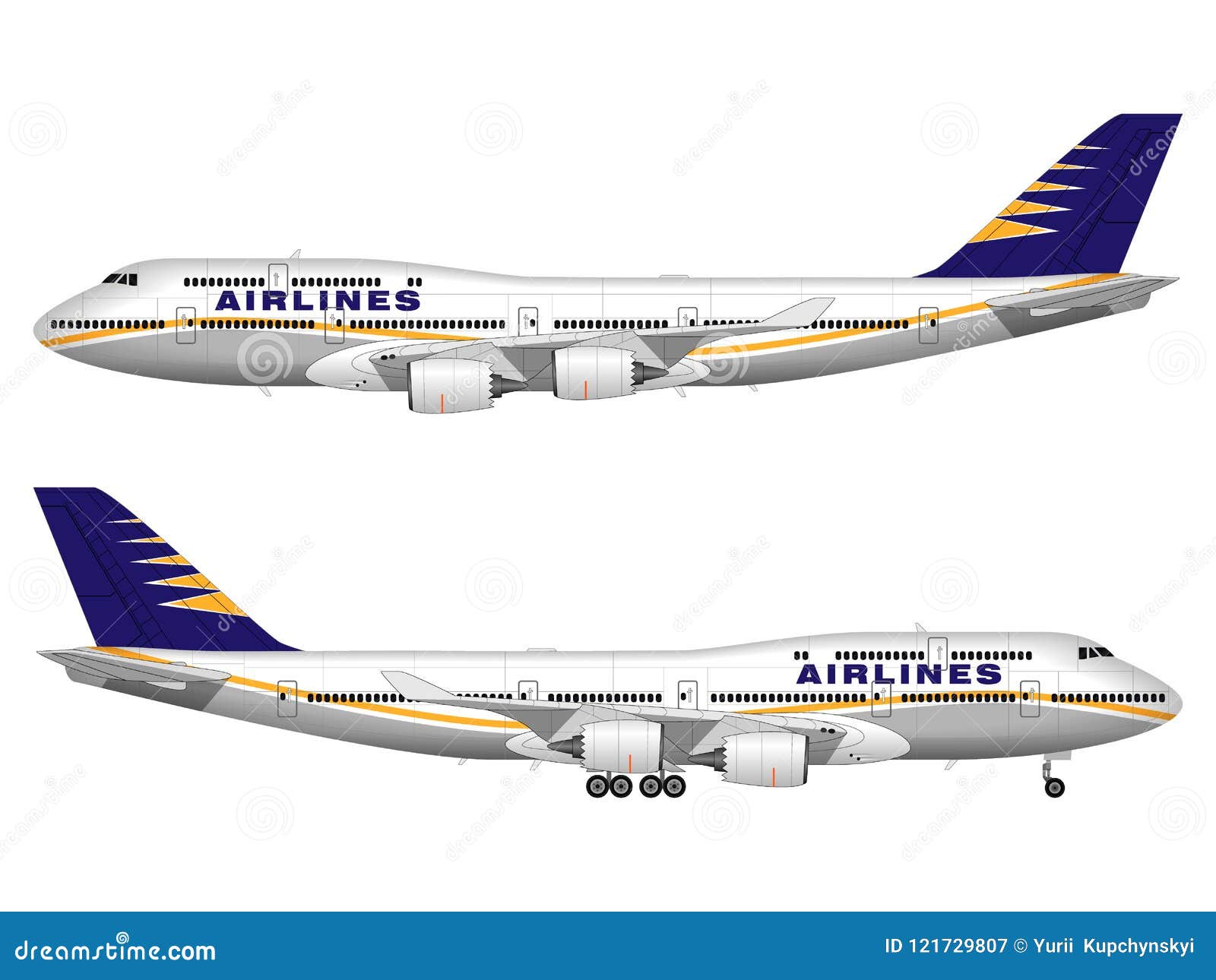 Realistic Passenger Airplane Stock Illustration - Illustration of ...