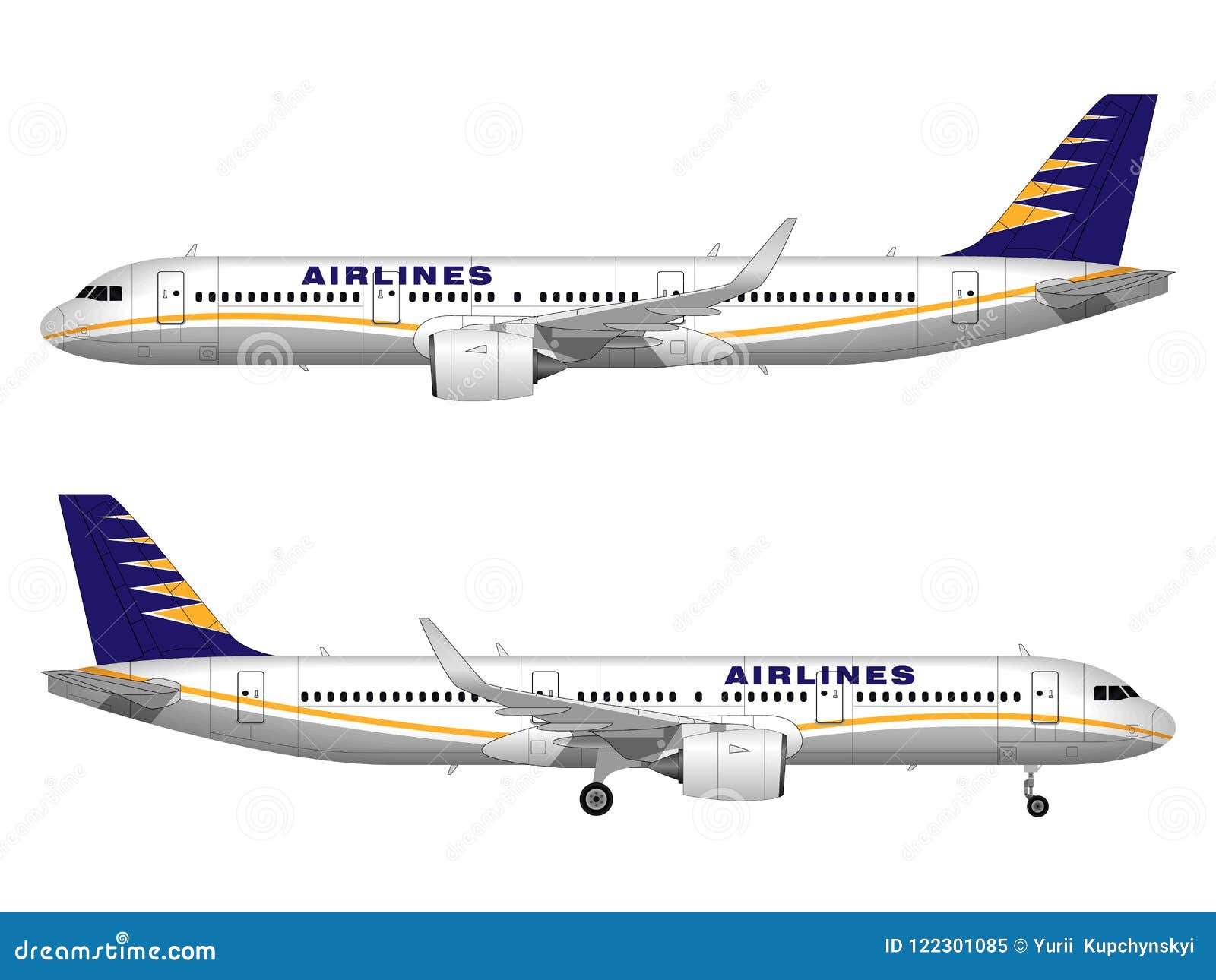 Realistic Passenger Airplane Stock Illustration - Illustration of ...