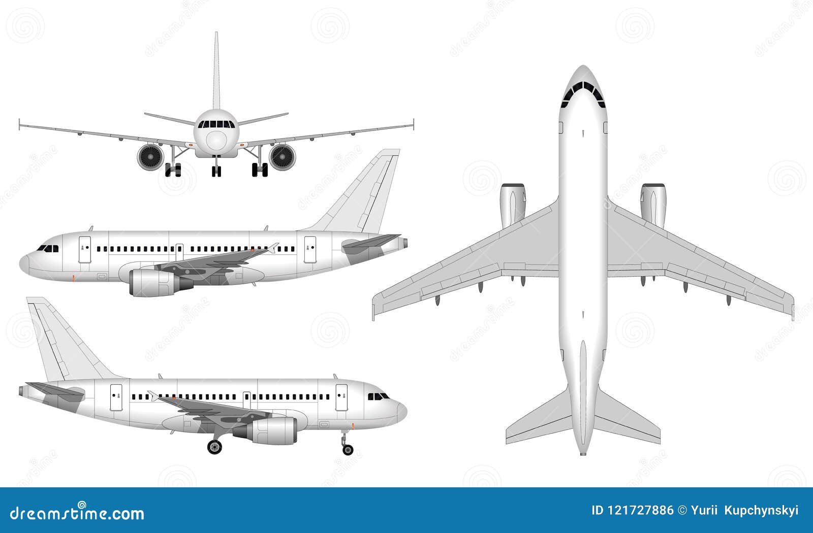 Realistic Passenger Airplane Stock Illustration - Illustration of ...