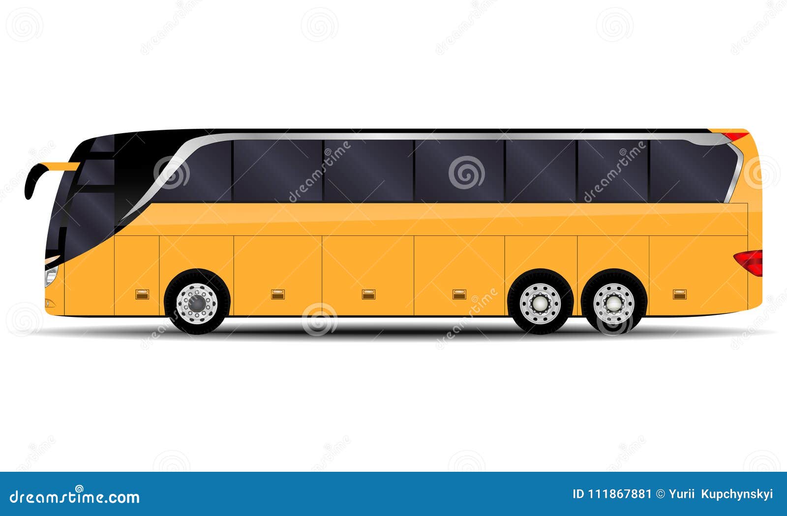 Realistic passengers bus. stock vector. Illustration of door - 111867881